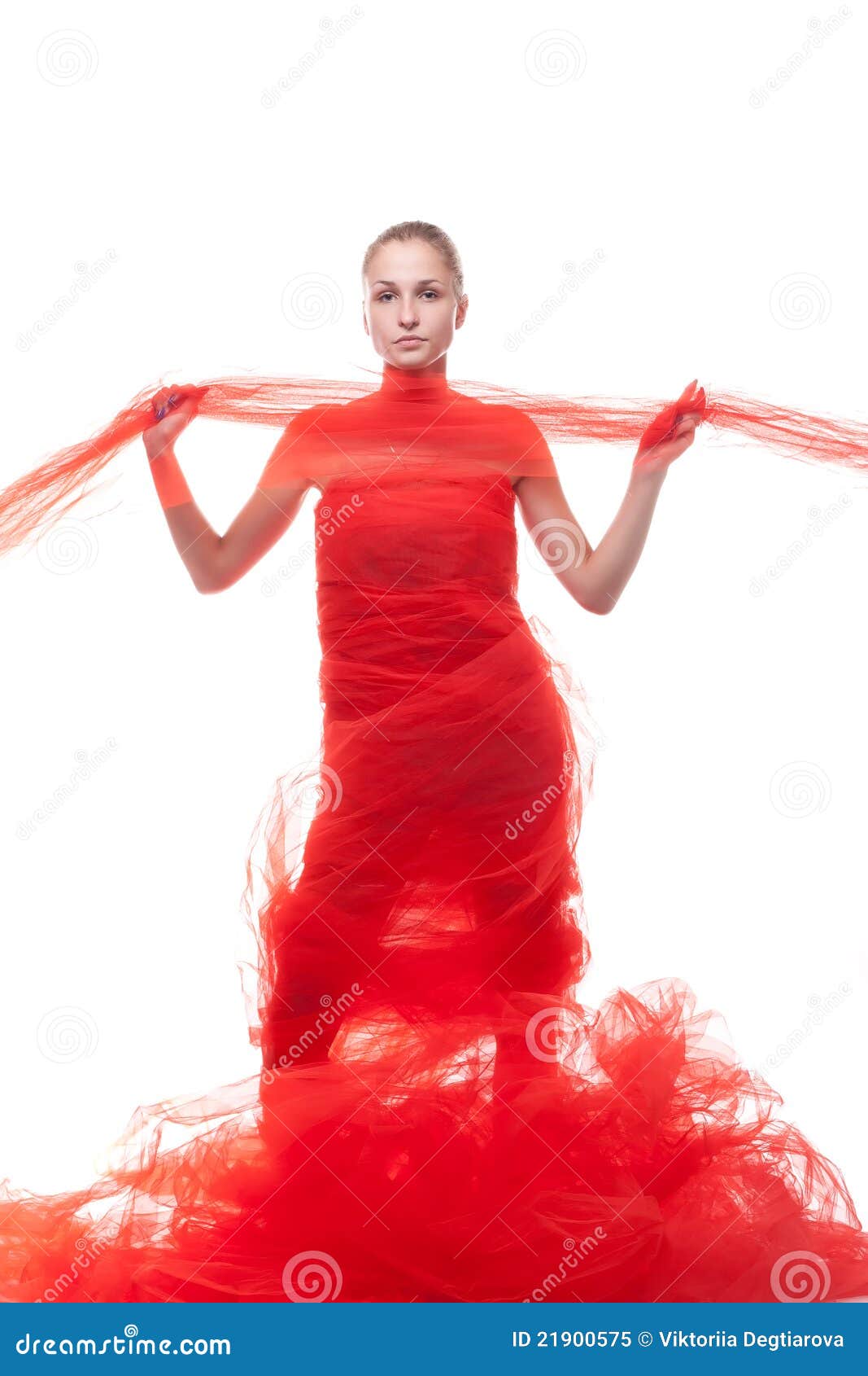 Beautiful Girl in a Red Cloth Stock Image - Image of female, artistic ...