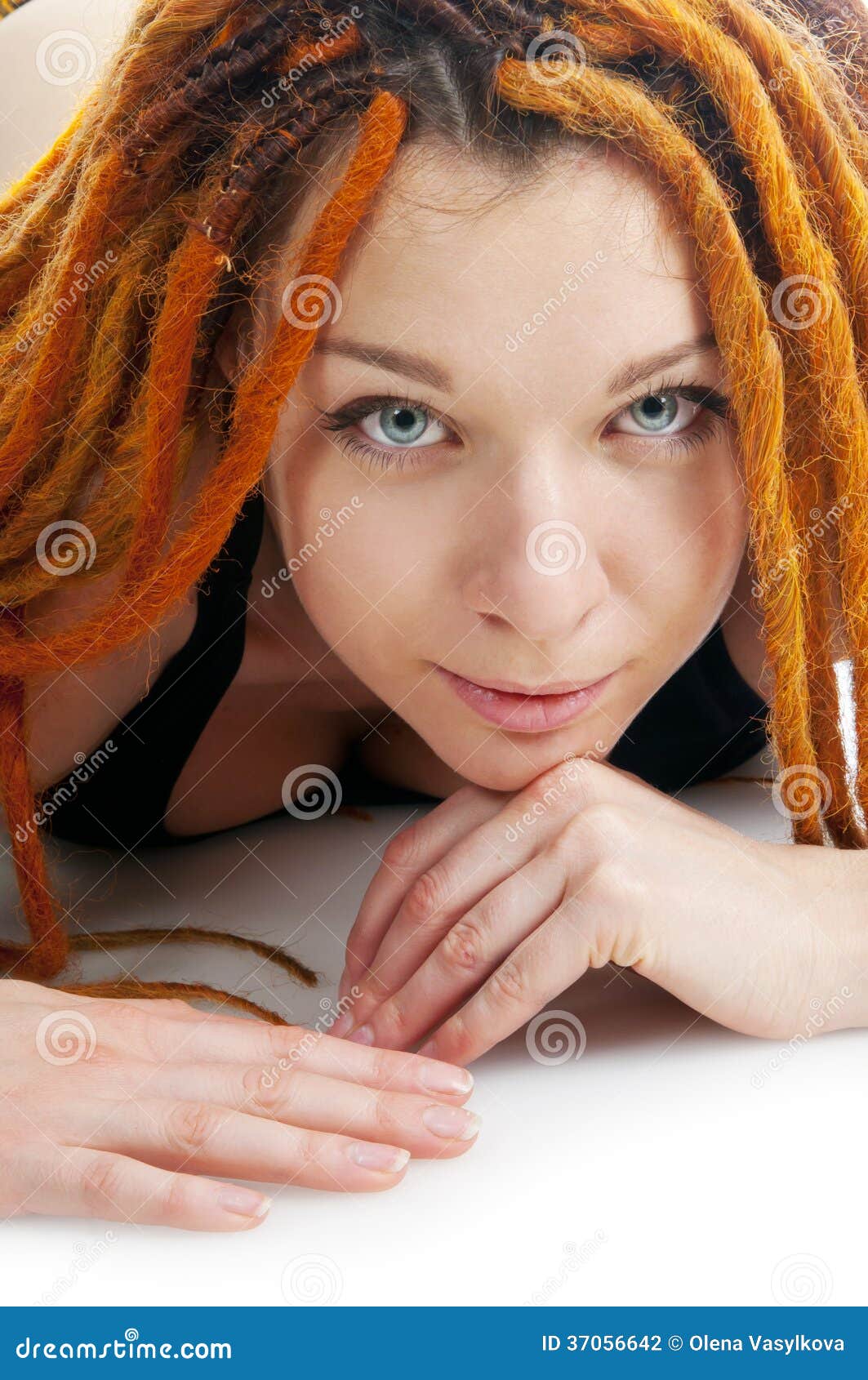 Beautiful Girl with Red Dreadlocks Stock Photo - Image of flirtatious ...