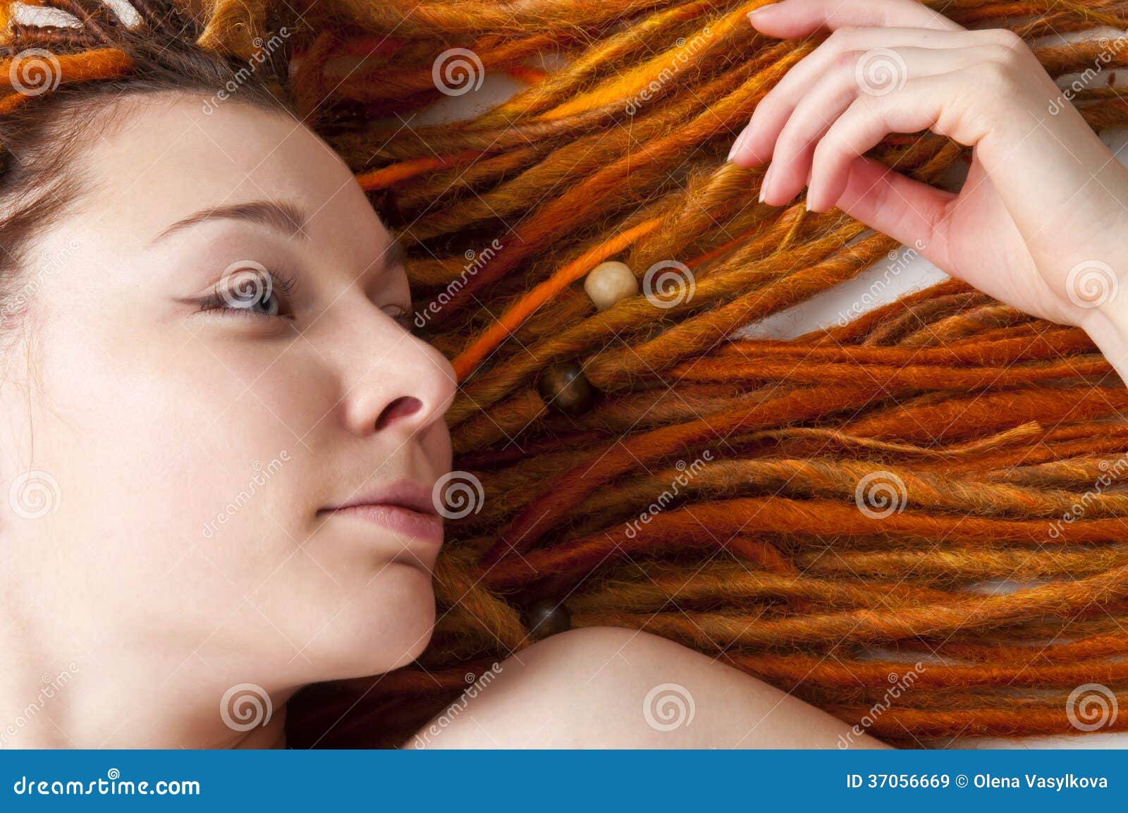 Beautiful Girl with Red Dreadlocks Stock Image - Image of flirtatious ...
