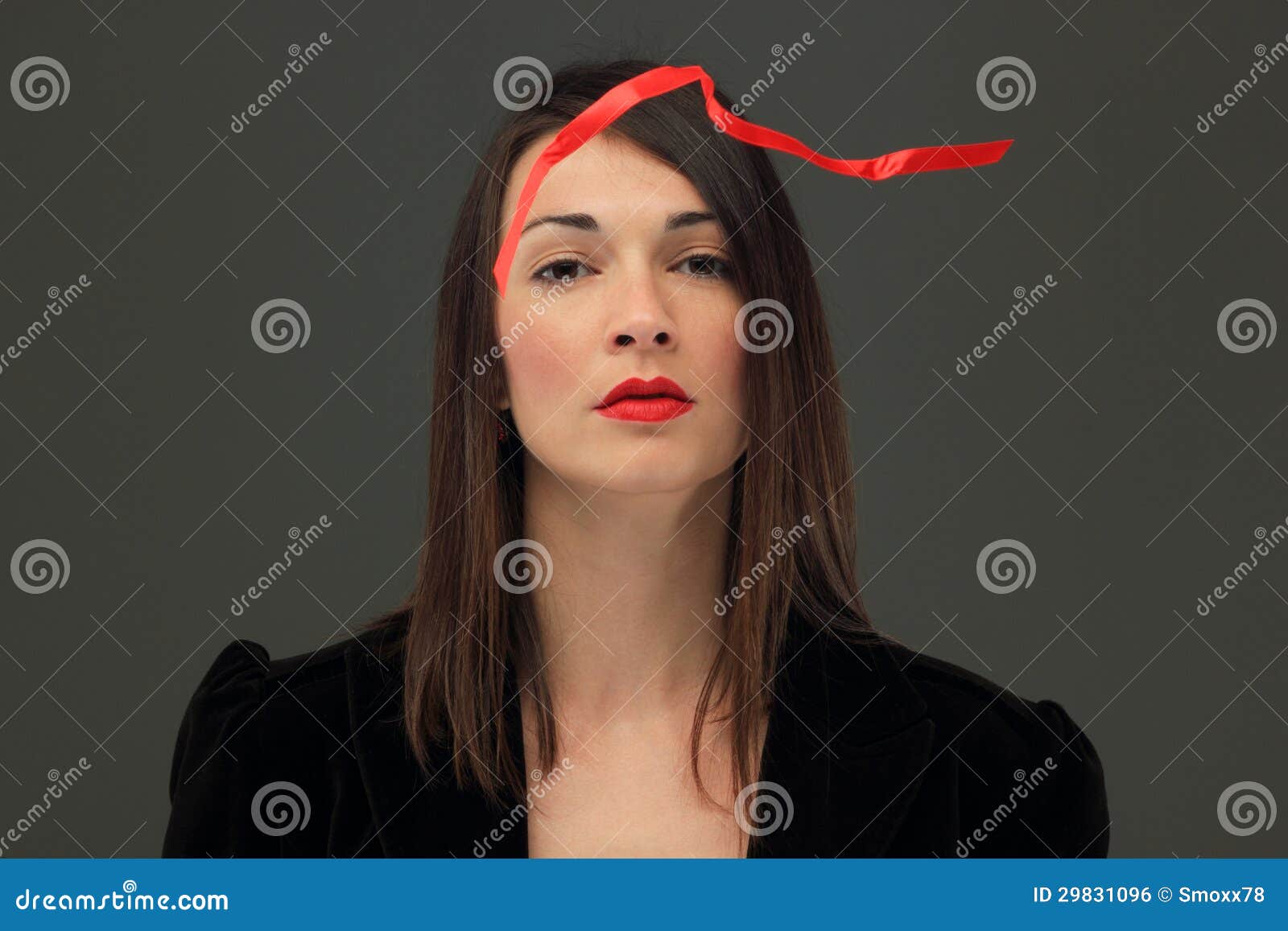 Girl with a red strip stock photo. Image of pretty, strip - 29831096