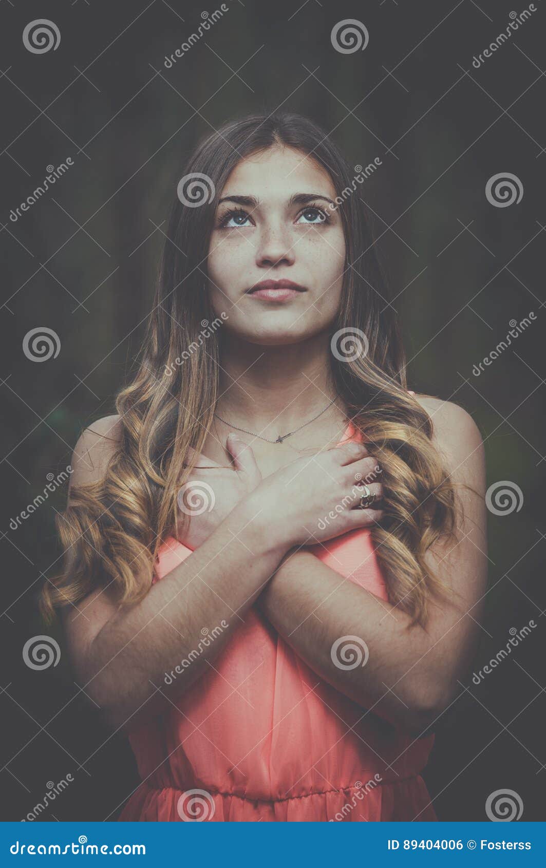 Beautiful girl remembering stock photo. Image of memory - 89404006