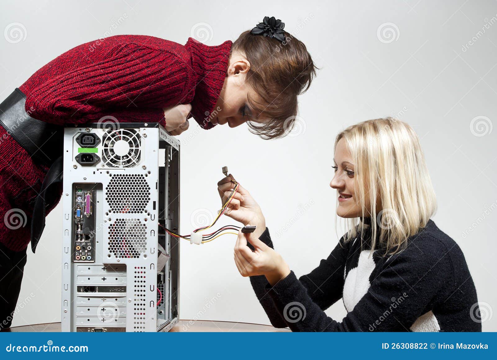 Beautiful Girl Repairing the System Unit Stock Photo - Image of failure ...