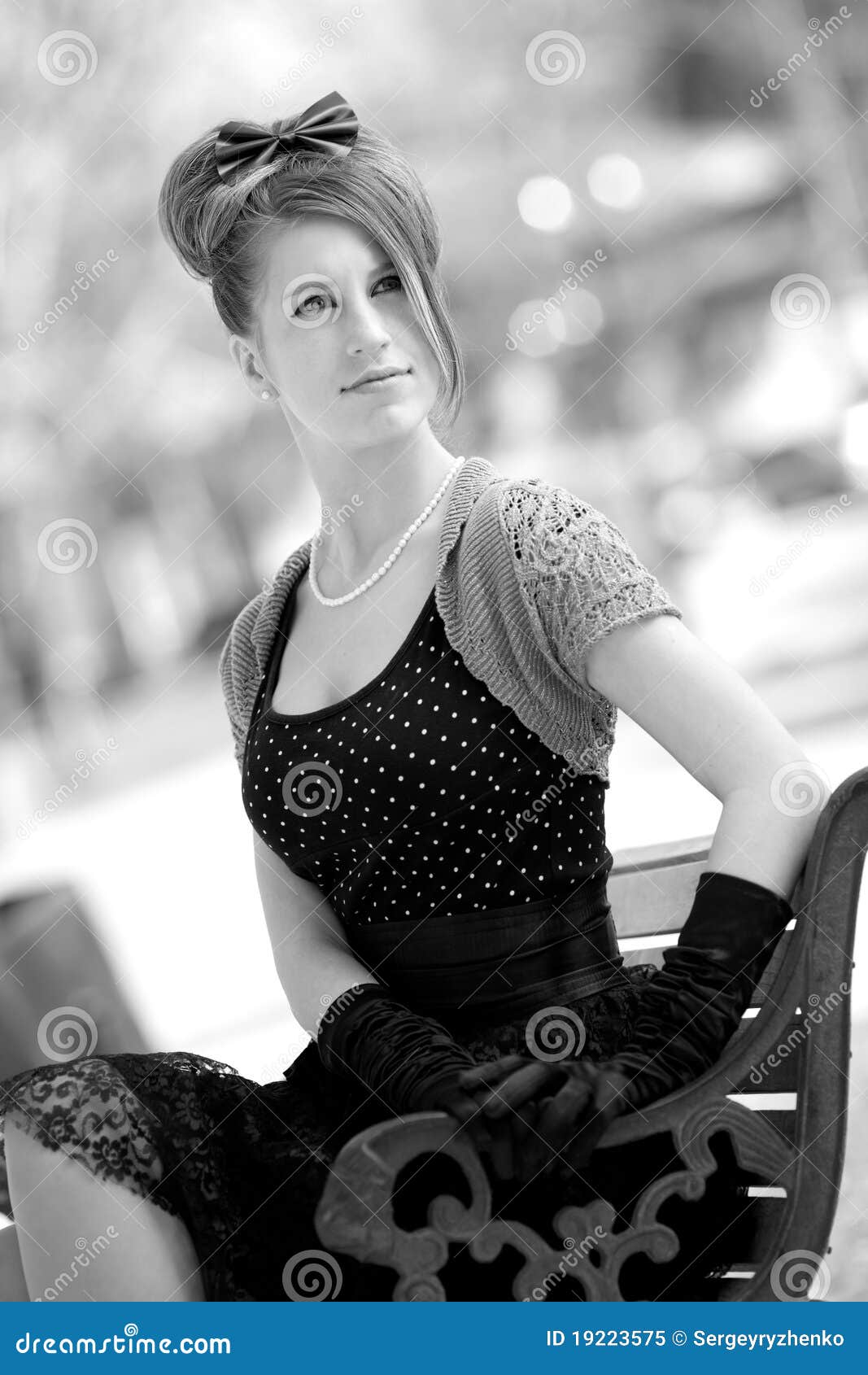 Beautiful Girl in Retro Style Stock Image - Image of park, beautiful ...