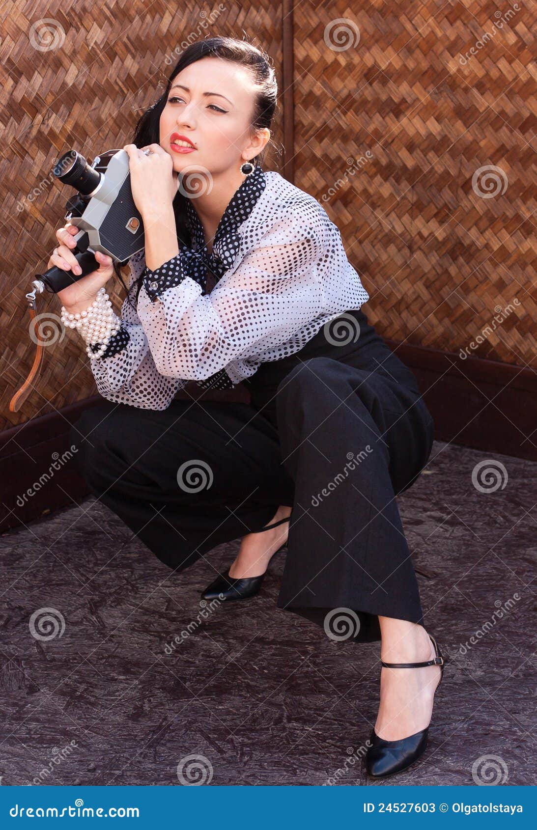 Beautiful Girl in Retro Style Stock Image - Image of girl, lens: 24527603