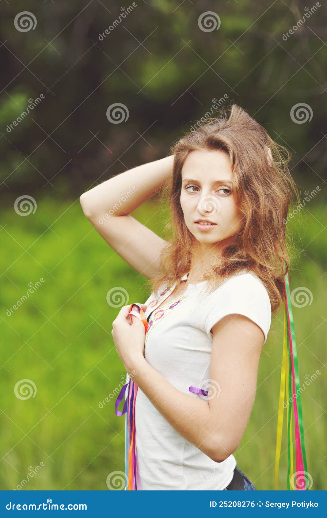 Beautiful Girl with Ribbons Stock Photo - Image of rhythmic, young ...