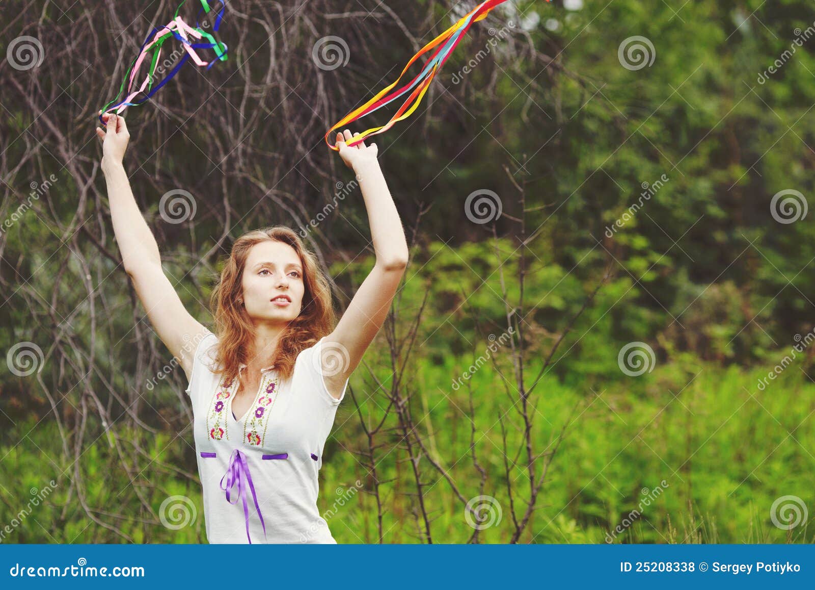 Beautiful Girl with Ribbons Stock Photo - Image of caucasian, people ...