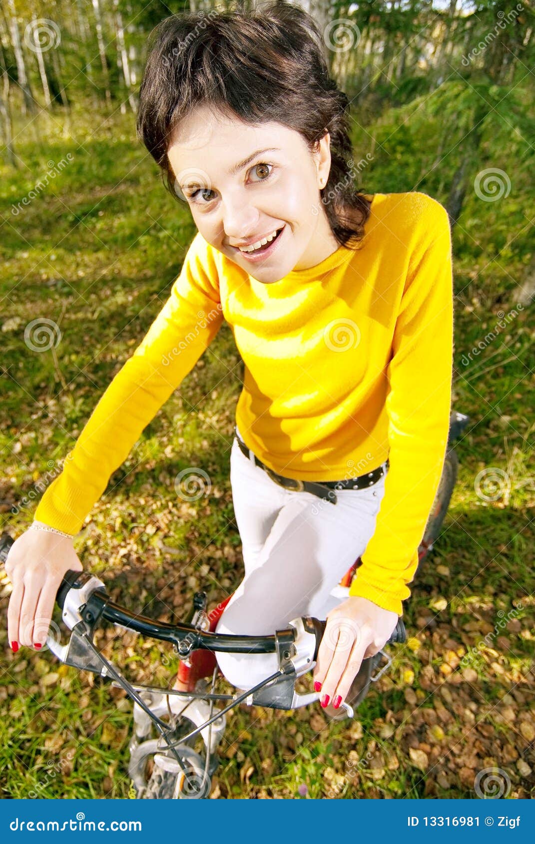 Beautiful Girl Riding Bicycle Stock Image - Image of casual, nature ...