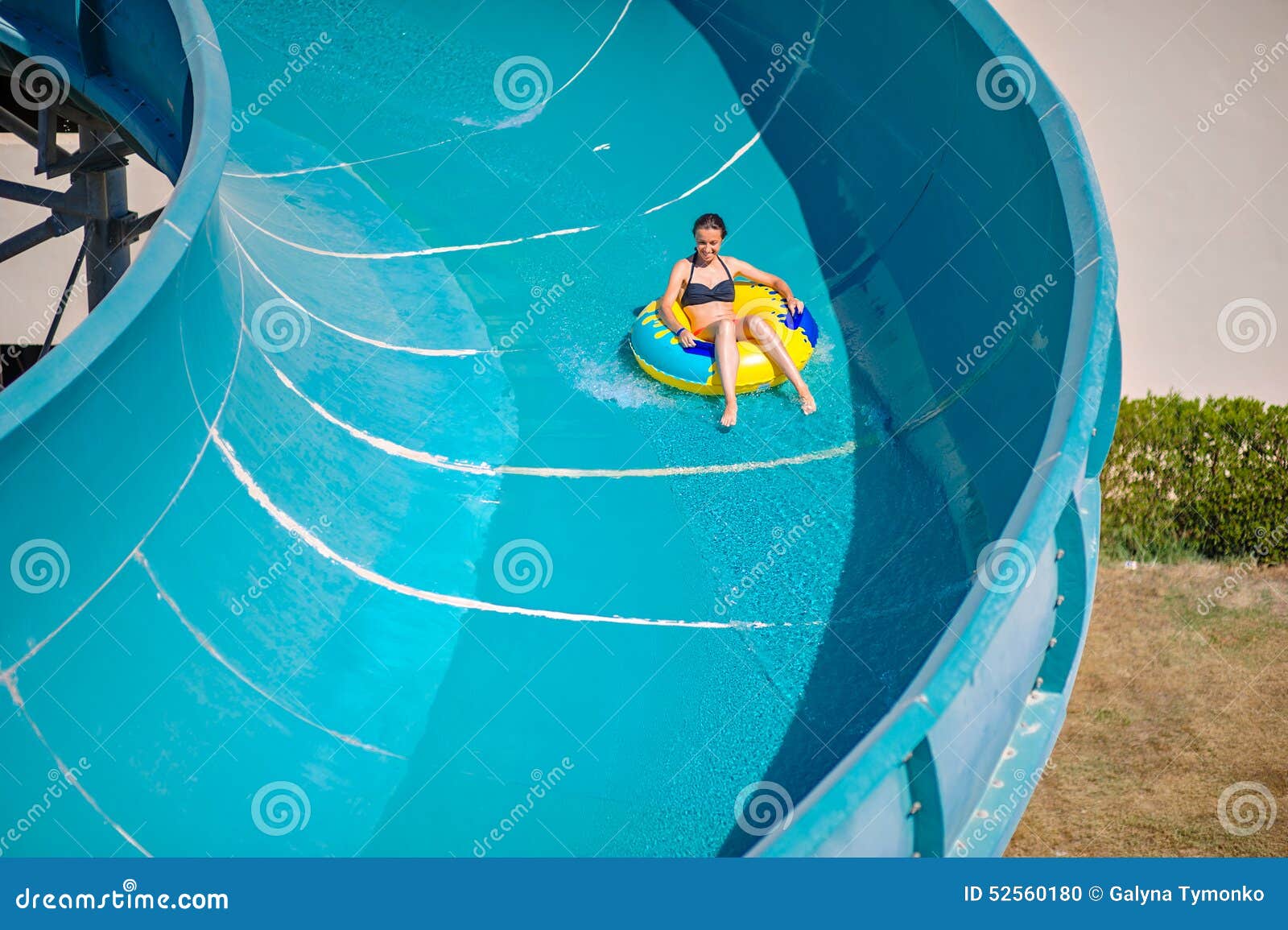 Beautiful Girl Riding a Water Slide Stock Photo - Image of happy, sport ...