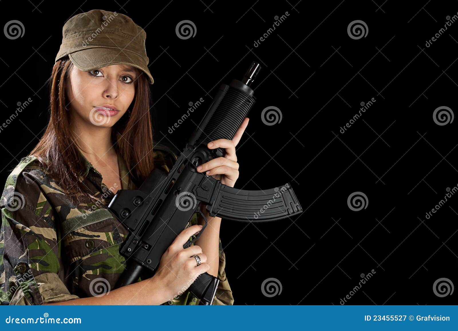 Beautiful Girl with a Rifle Stock Image - Image of guard, female: 23455527