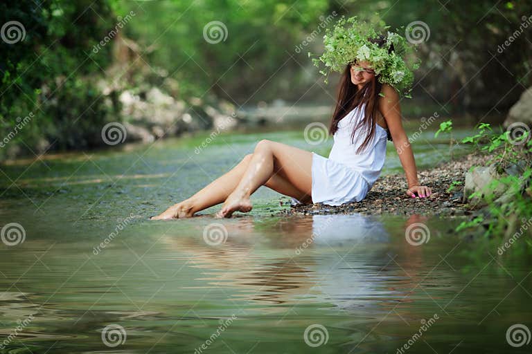 Beautiful girl in river stock image. Image of attractive - 15510311
