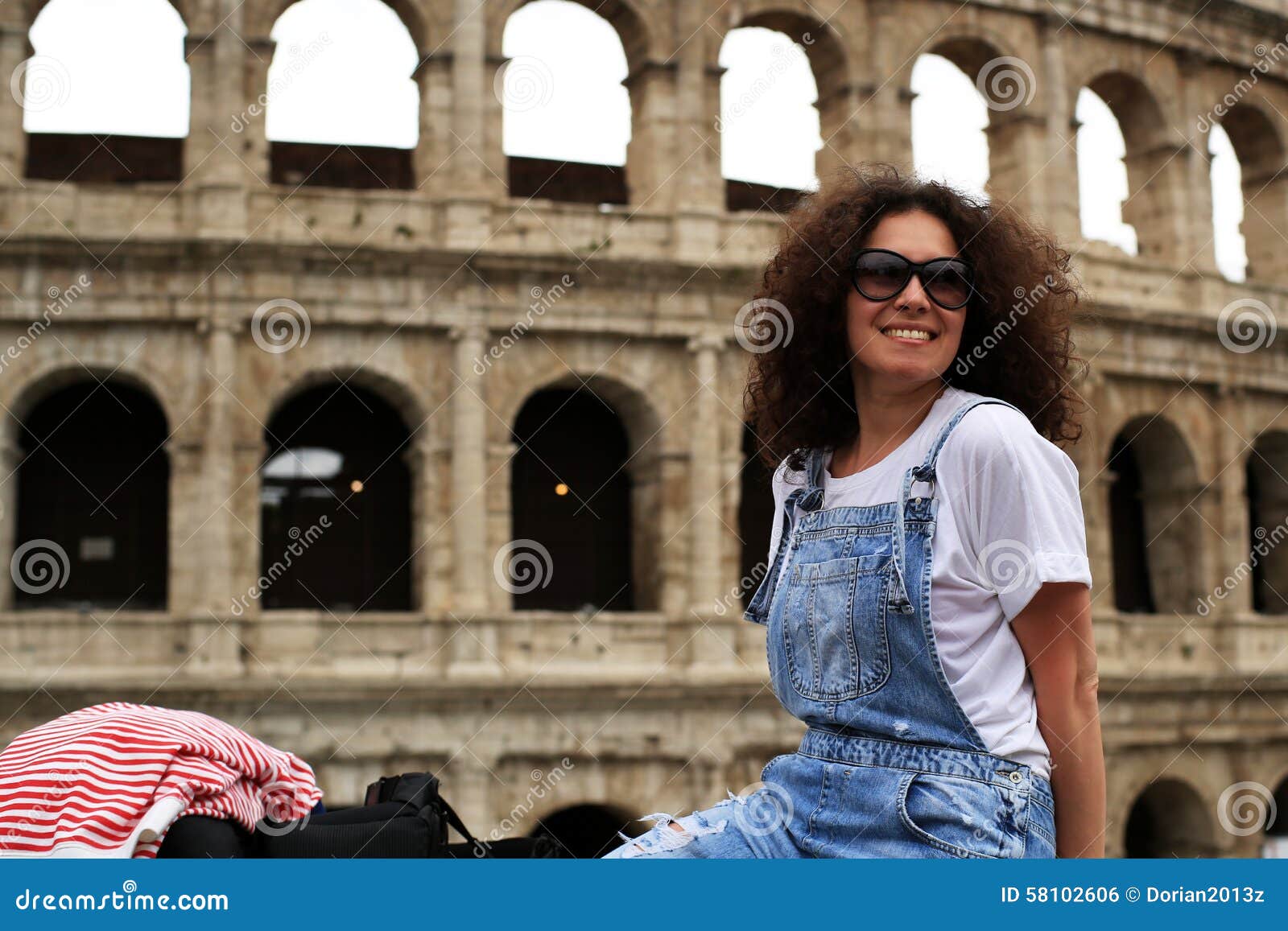 Beautiful girl in Rome stock photo. Image of vacation - 58102606