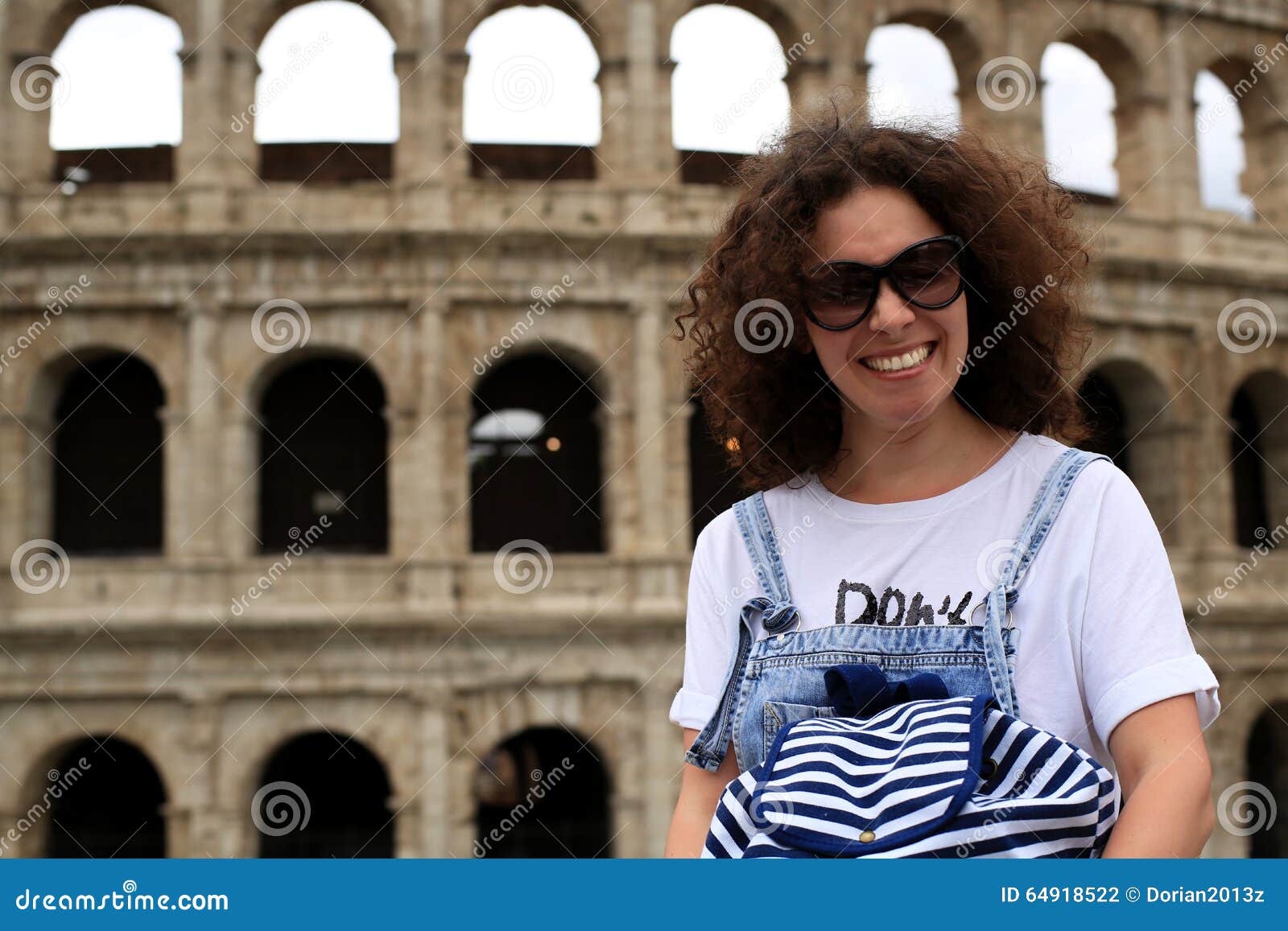 Beautiful girl in Rome stock photo. Image of dress, fashion - 64918522