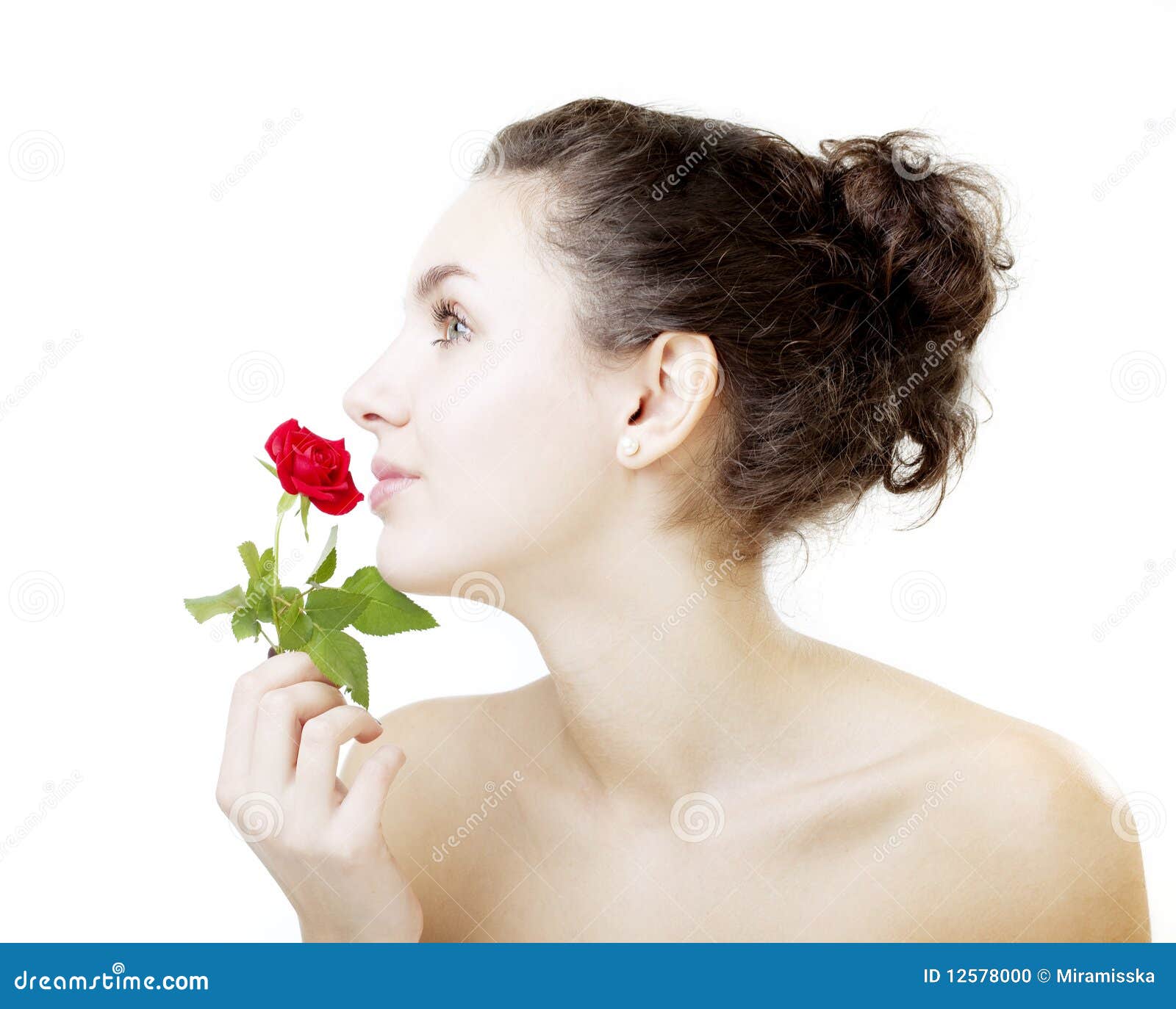 Beautiful girl with a rose stock photo. Image of head - 12578000