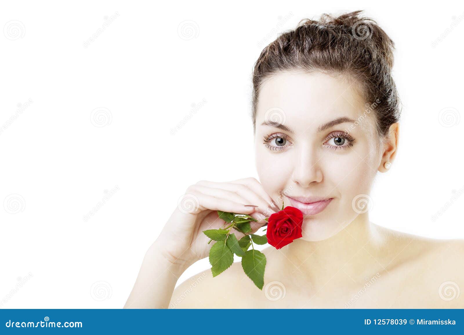 Beautiful girl with a rose stock image. Image of fashion - 12578039