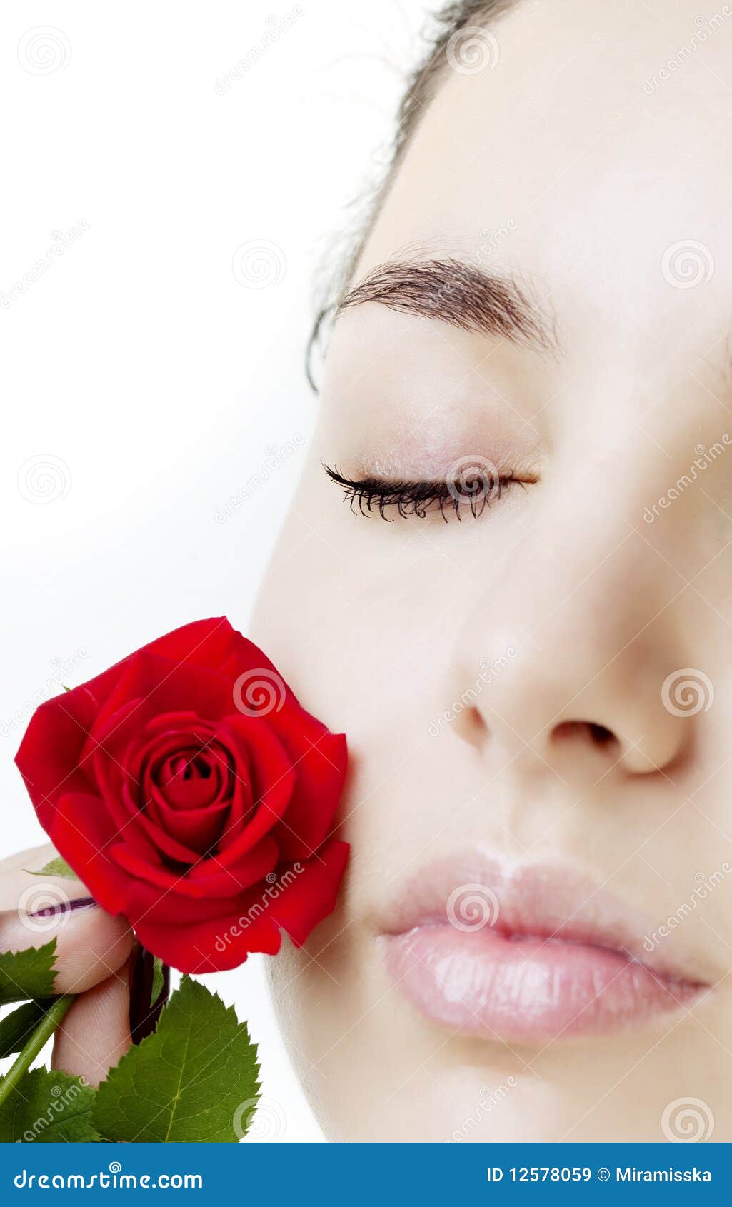 Beautiful girl with a rose stock image. Image of health - 12578059