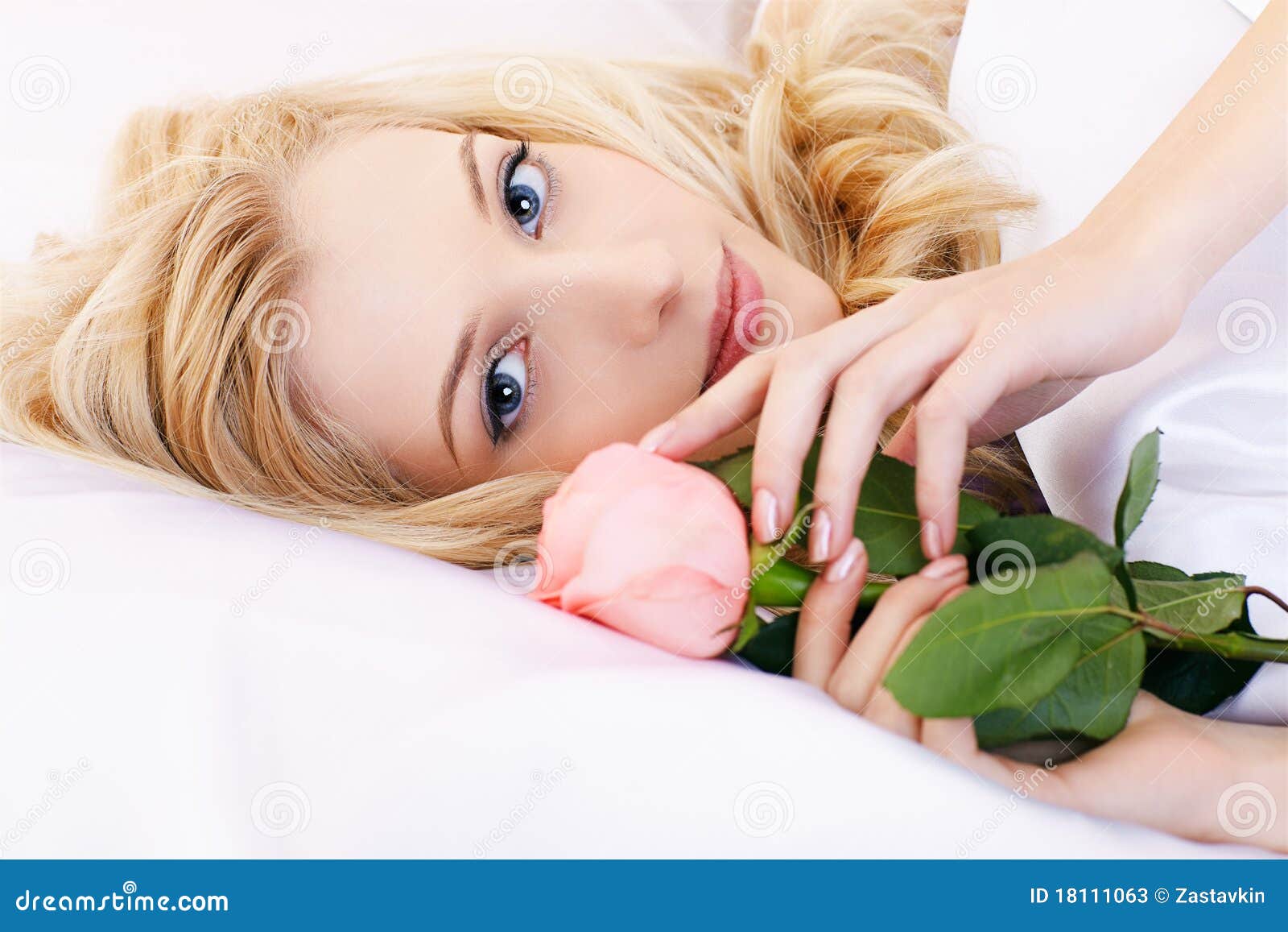 Beautiful girl with rose stock image. Image of linen - 18111063