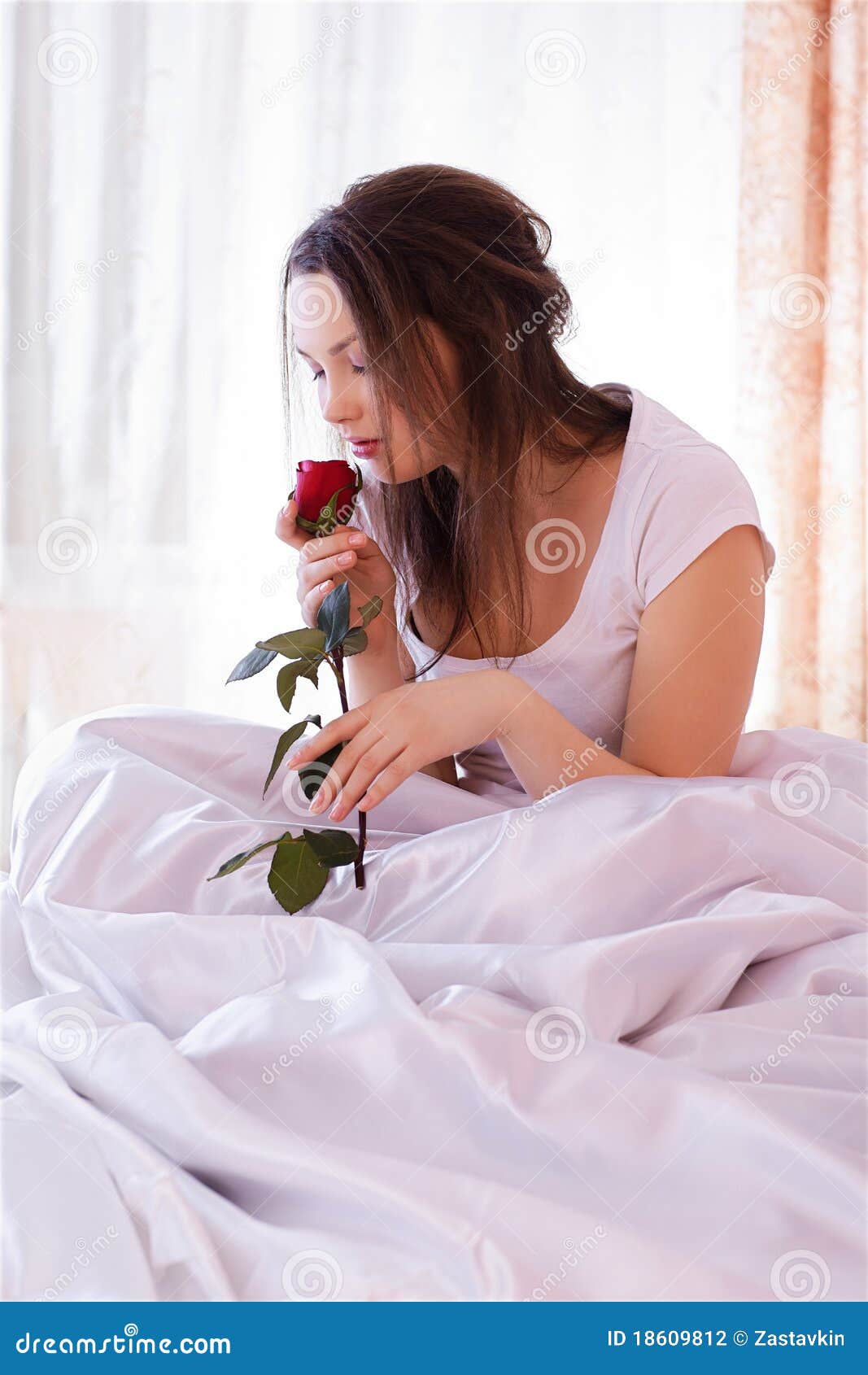 Beautiful girl with rose stock photo. Image of beautiful - 18609812