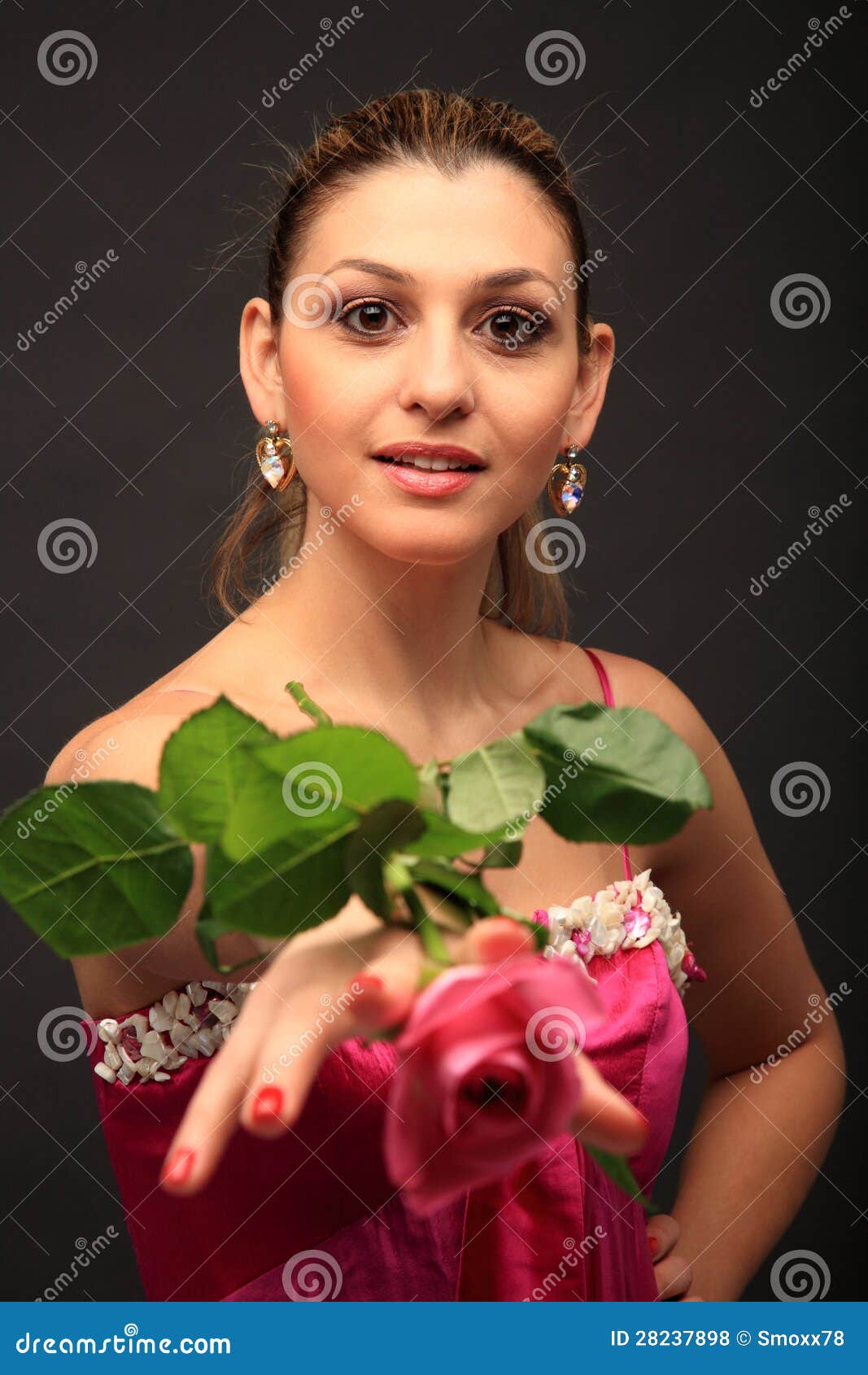 Beautiful girl with a rose stock photo. Image of black - 28237898
