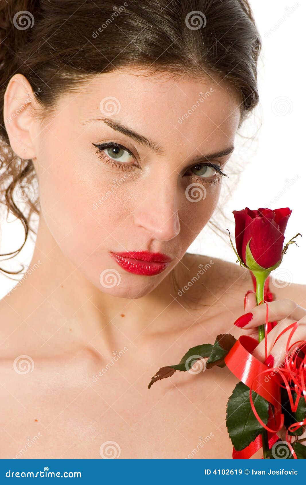 Beautiful girl with a rose stock image. Image of beauty - 4102619