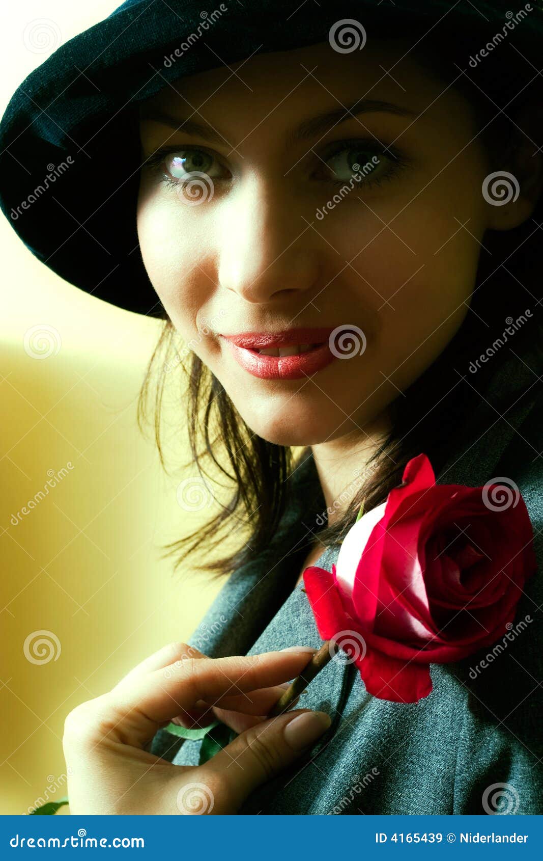 Beautiful girl with rose stock image. Image of cosmetics - 4165439