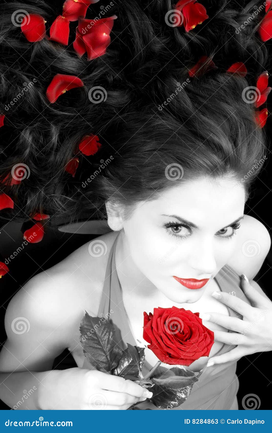 Beautiful girl with rose stock image. Image of laying - 8284863