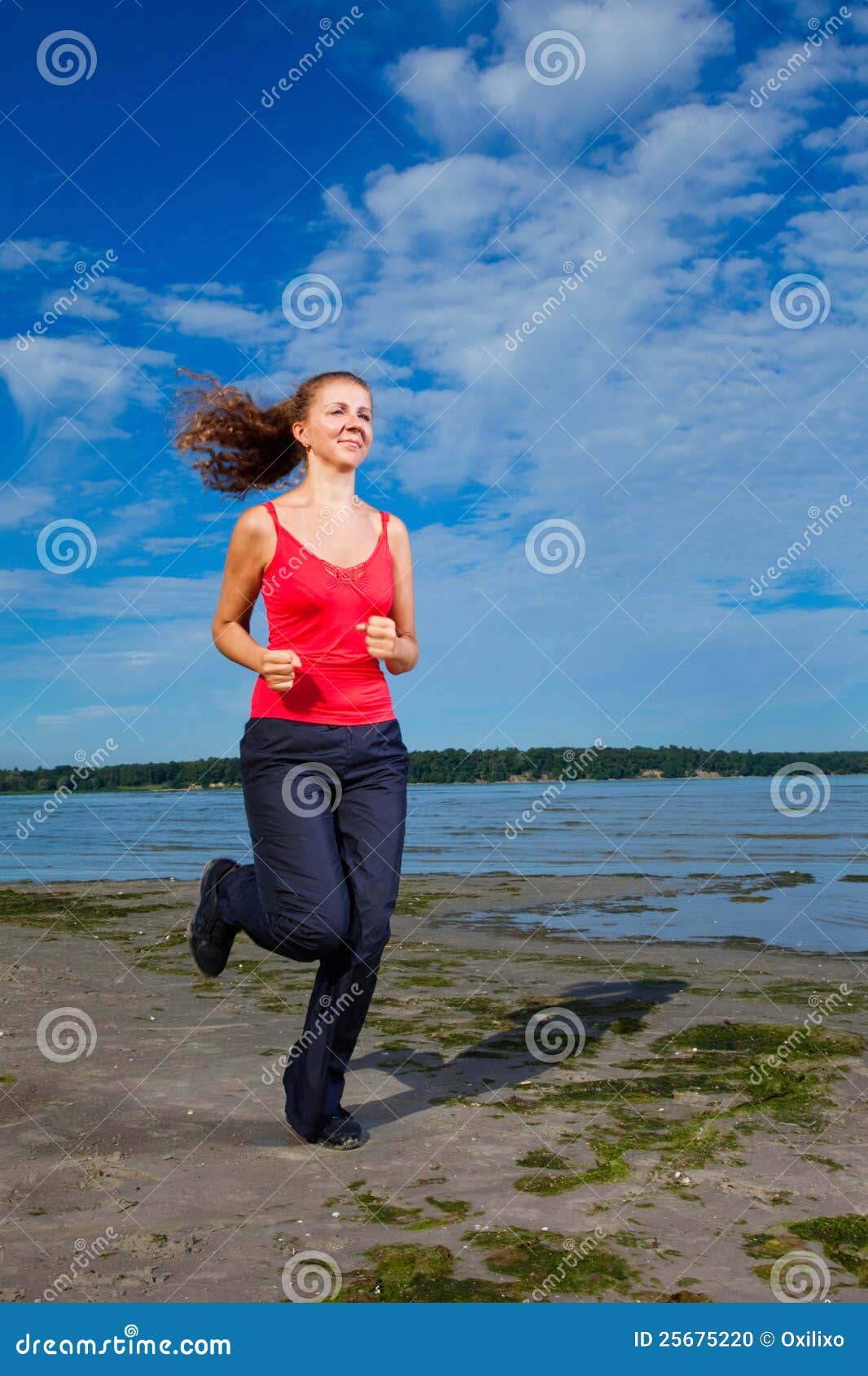 Beautiful Girl Running at the Beach Stock Photo - Image of beach ...
