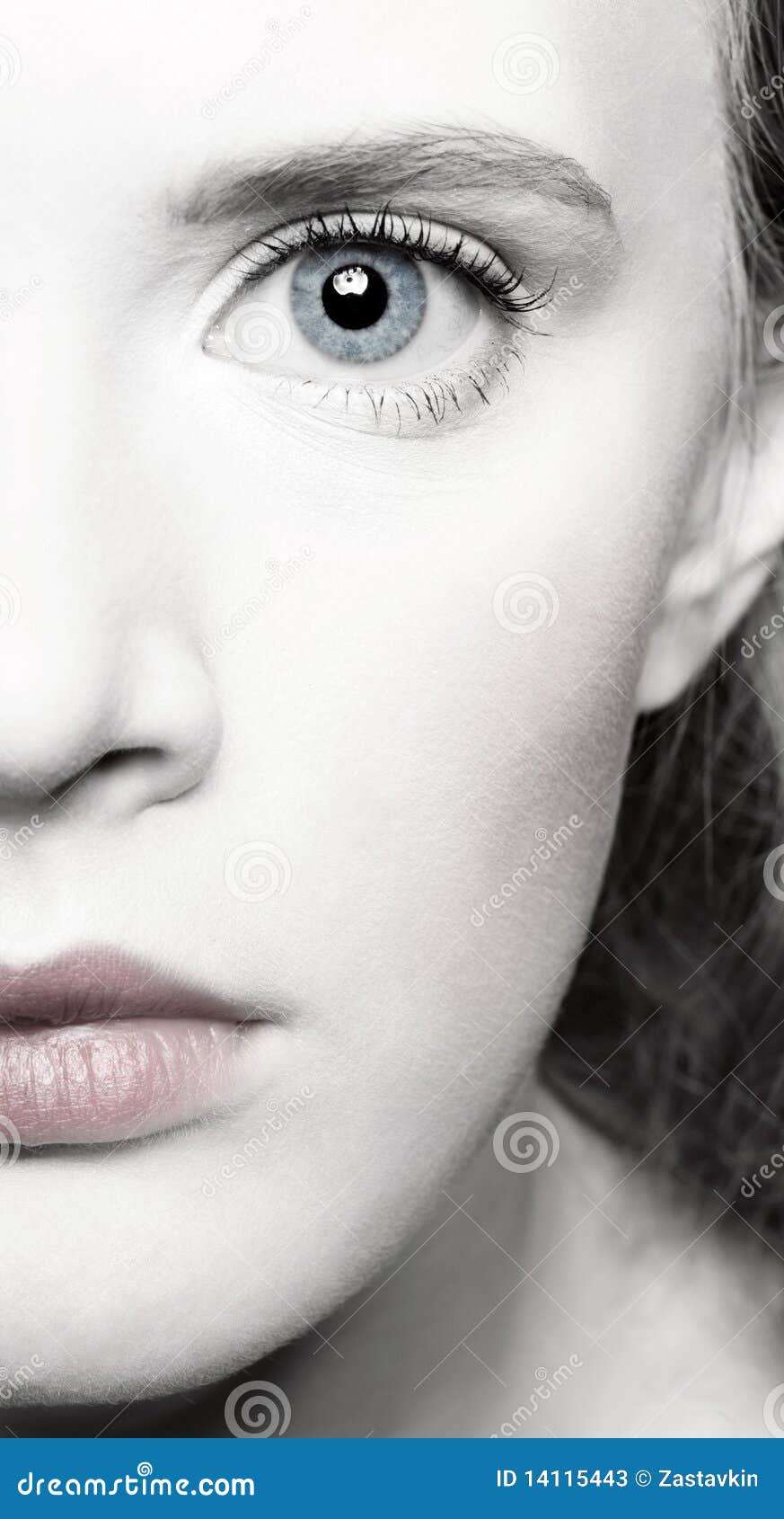 Beautiful Girl S Half-face Portrait Stock Image - Image of mouth, body ...