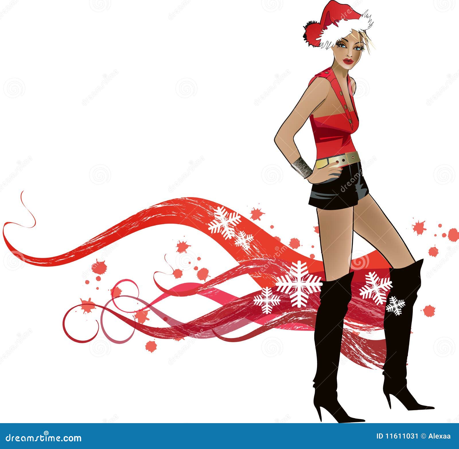 Beautiful Girl in a Santa Suit Stock Illustration - Illustration of ...