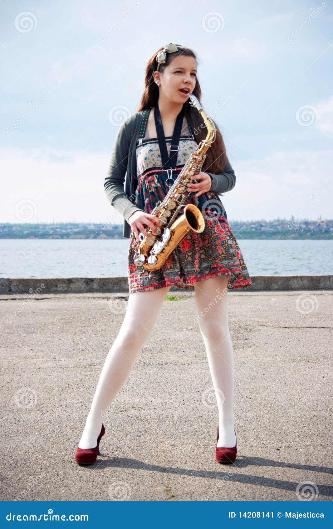 Beautiful Girl with Saxophone Stock Image - Image of nature, beauty ...