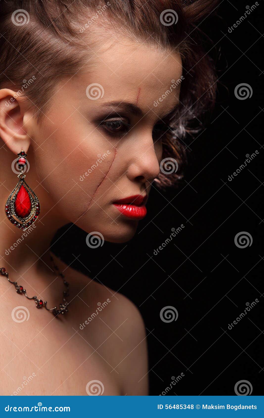 Beautiful Girl with a Scar on Face and Shoulder Stock Photo - Image of ...