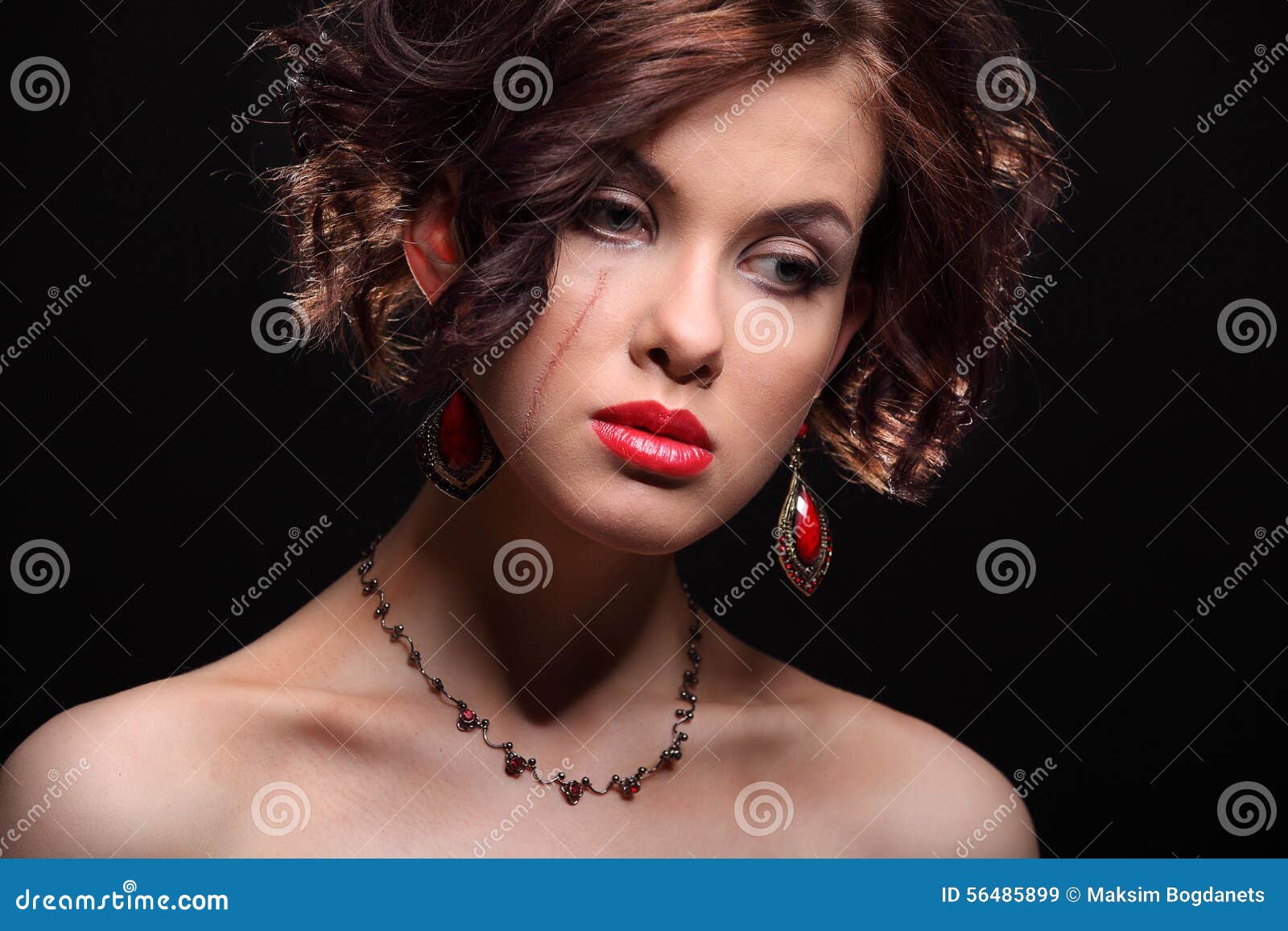 Beautiful Girl with a Scar on Face and Shoulder Stock Image - Image of ...