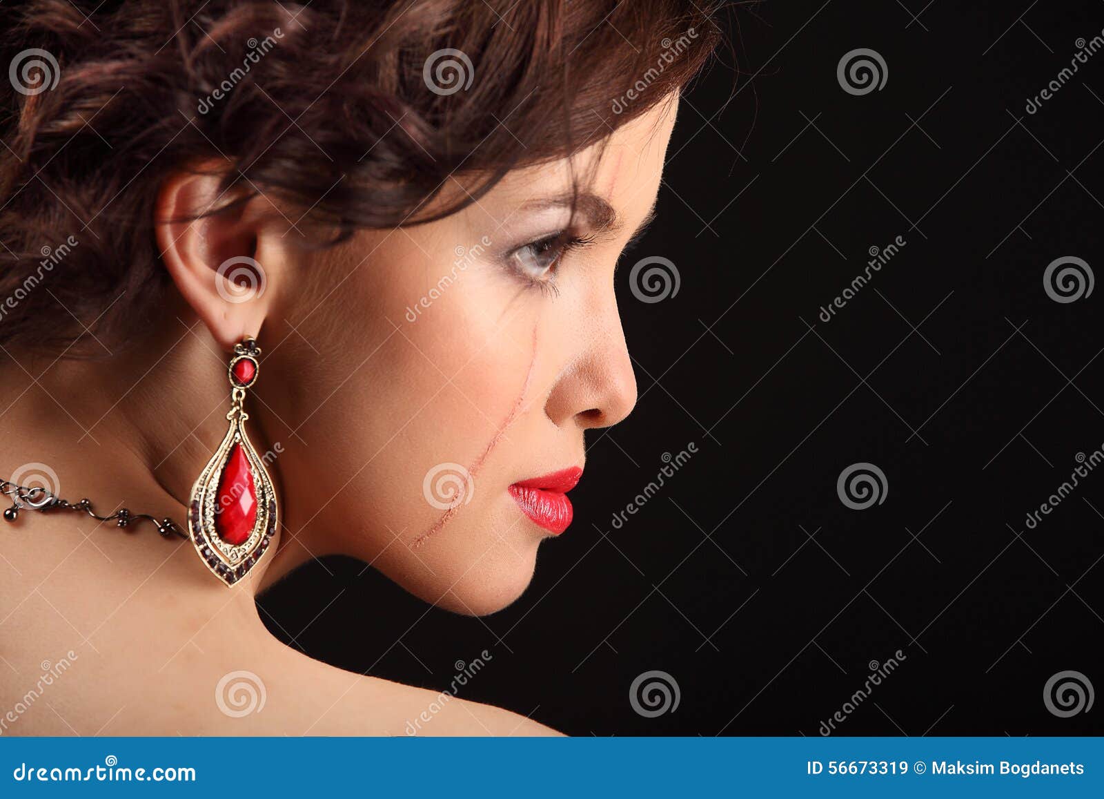 Beautiful Girl with a Scar on Face and Shoulder Stock Image - Image of ...
