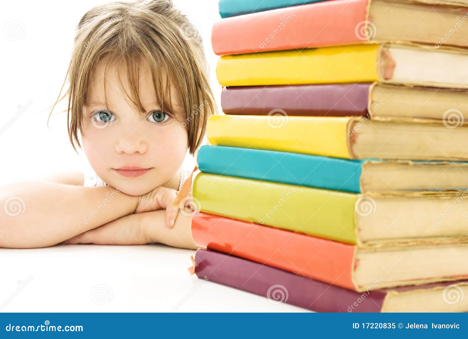 Beautiful Girl with School Books on the Table. Stock Image - Image of ...