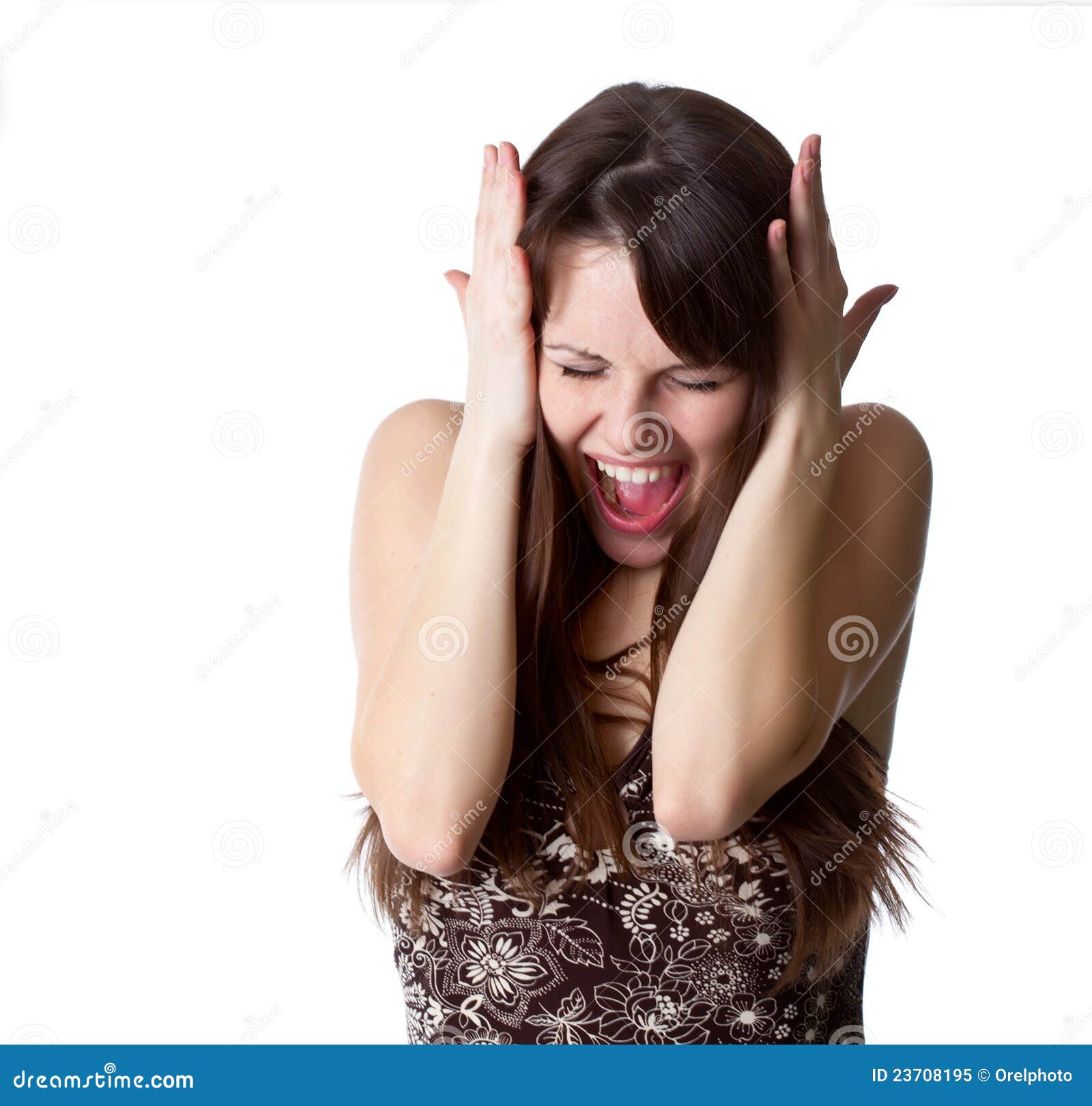 Beautiful Girl is Screaming Stock Image - Image of stress, attractive ...