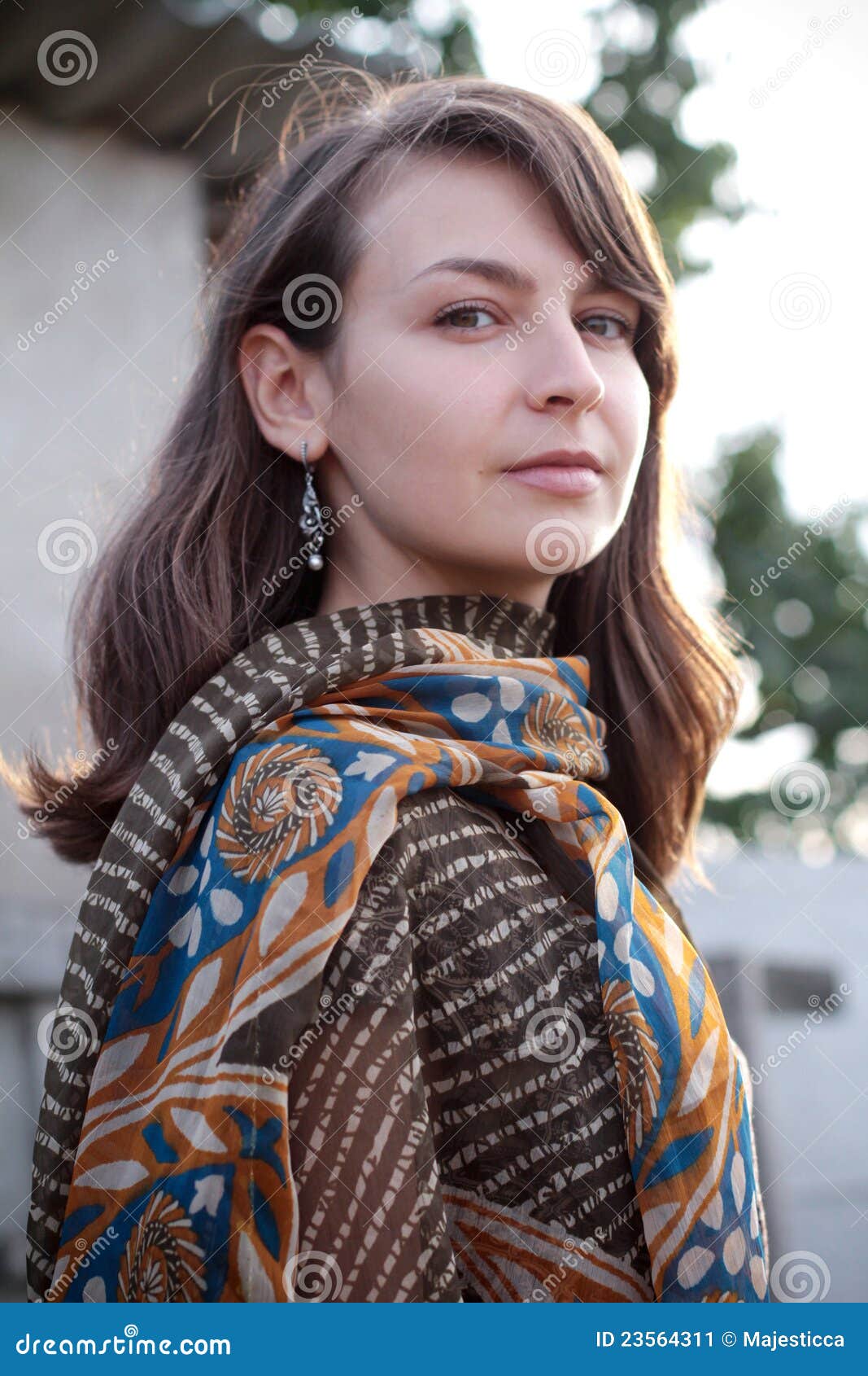 Beautiful girl with shawl stock image. Image of house - 23564311