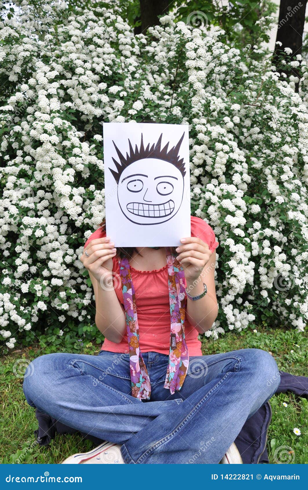 Beautiful Girl with a Sheet of Paper Over Th Stock Image - Image of ...