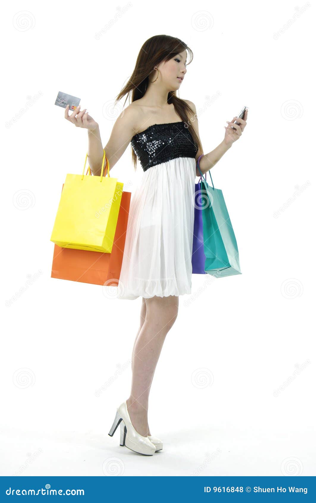 Beautiful girl shopping stock photo. Image of buyer, asian - 9616848