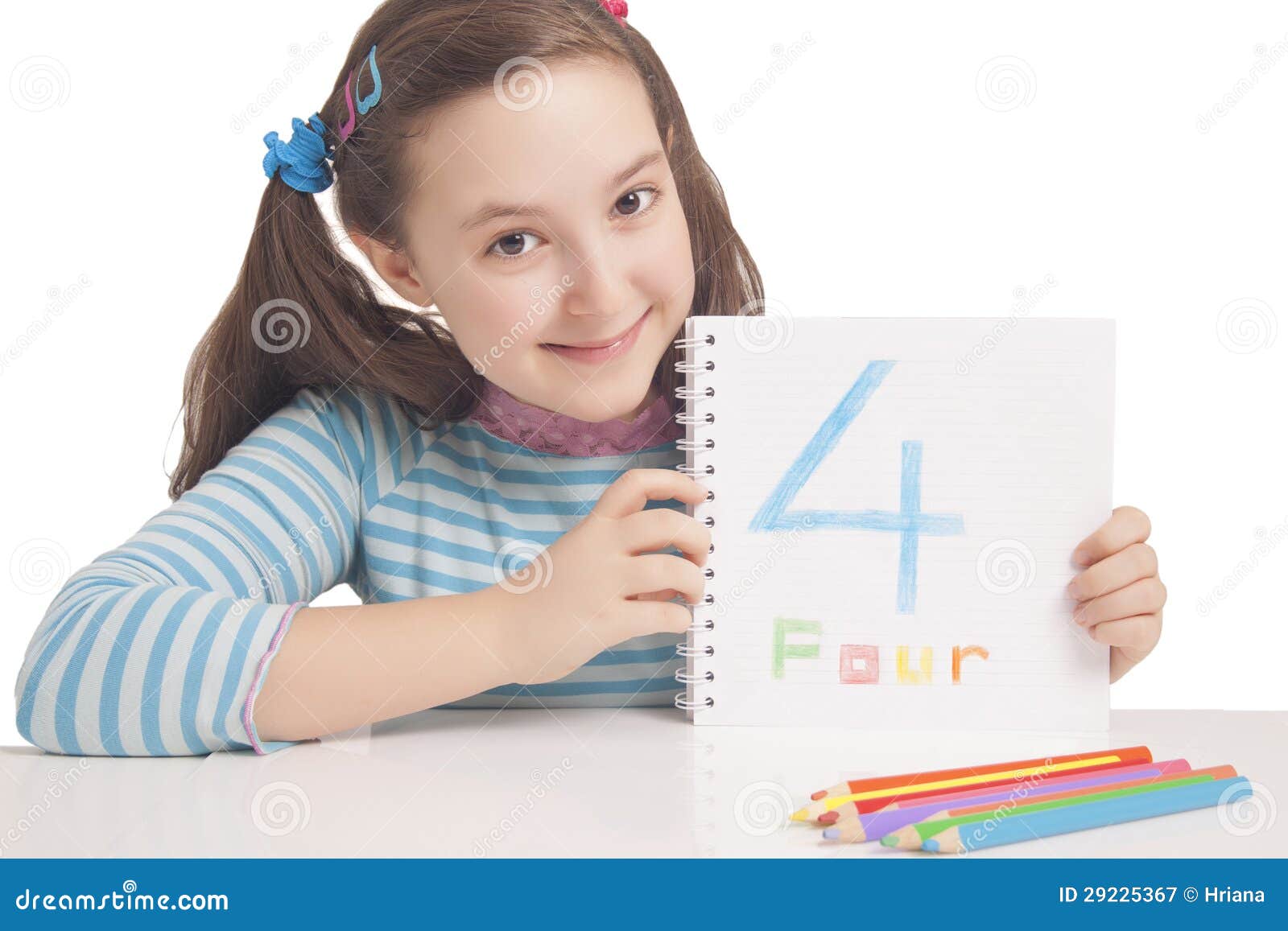 Beautiful Girl Showing Number Four Stock Image - Image of education ...