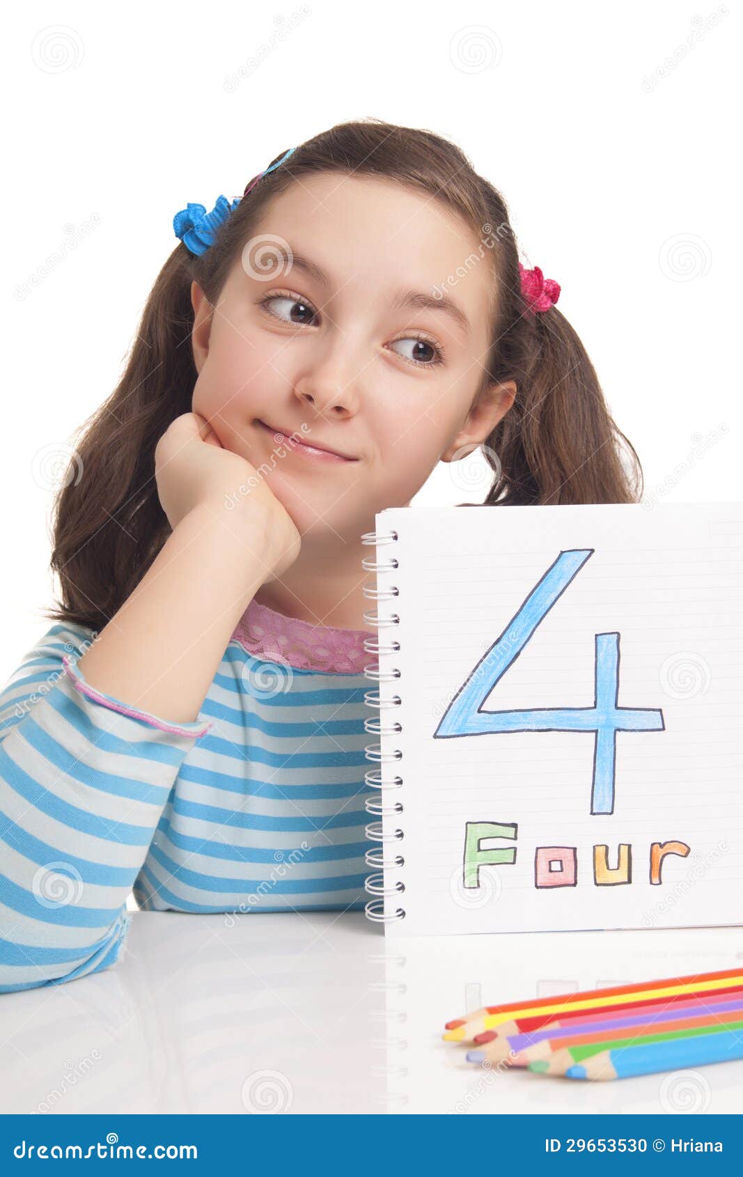 Beautiful Girl Showing Number Four Stock Photo - Image of ...