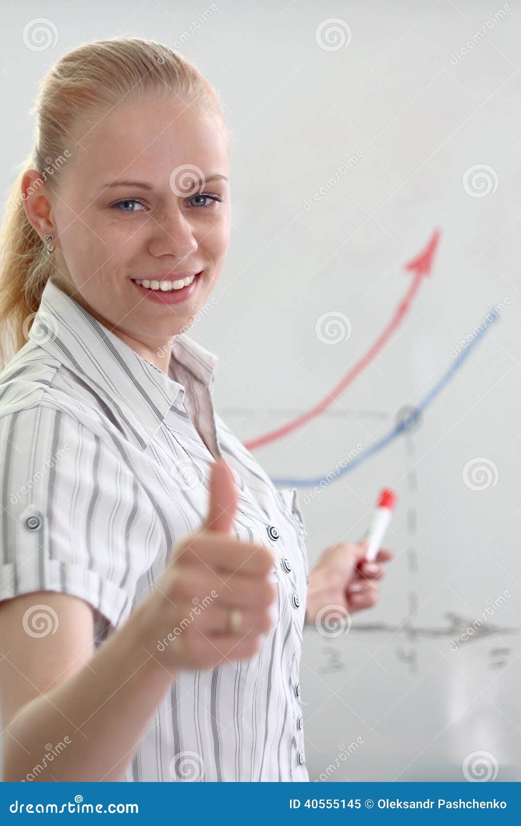 Beautiful Girl Shows a Graph Stock Image - Image of occupation, female ...