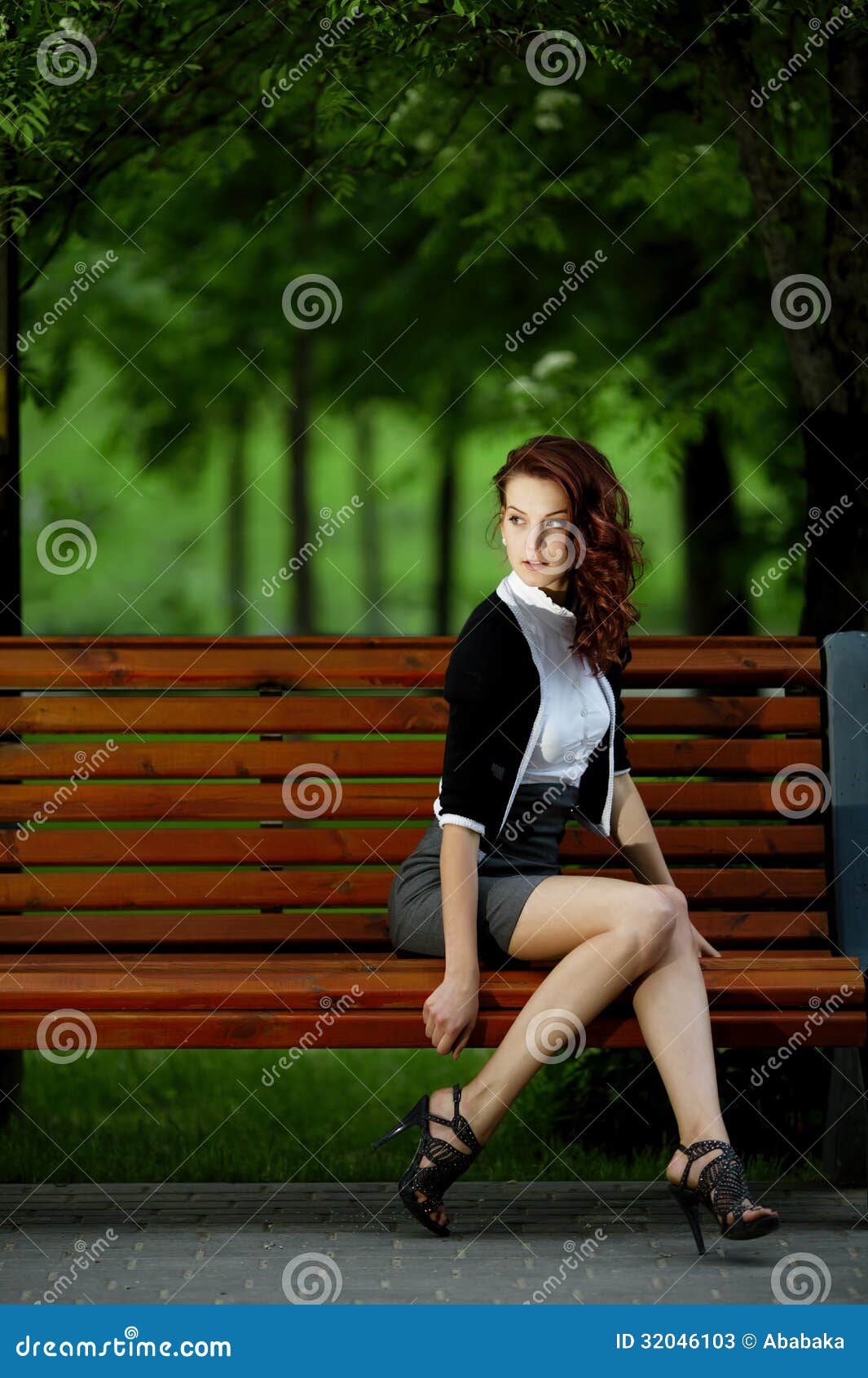 Beautiful Girl Sitting on Bench Stock Image - Image of cute, model ...