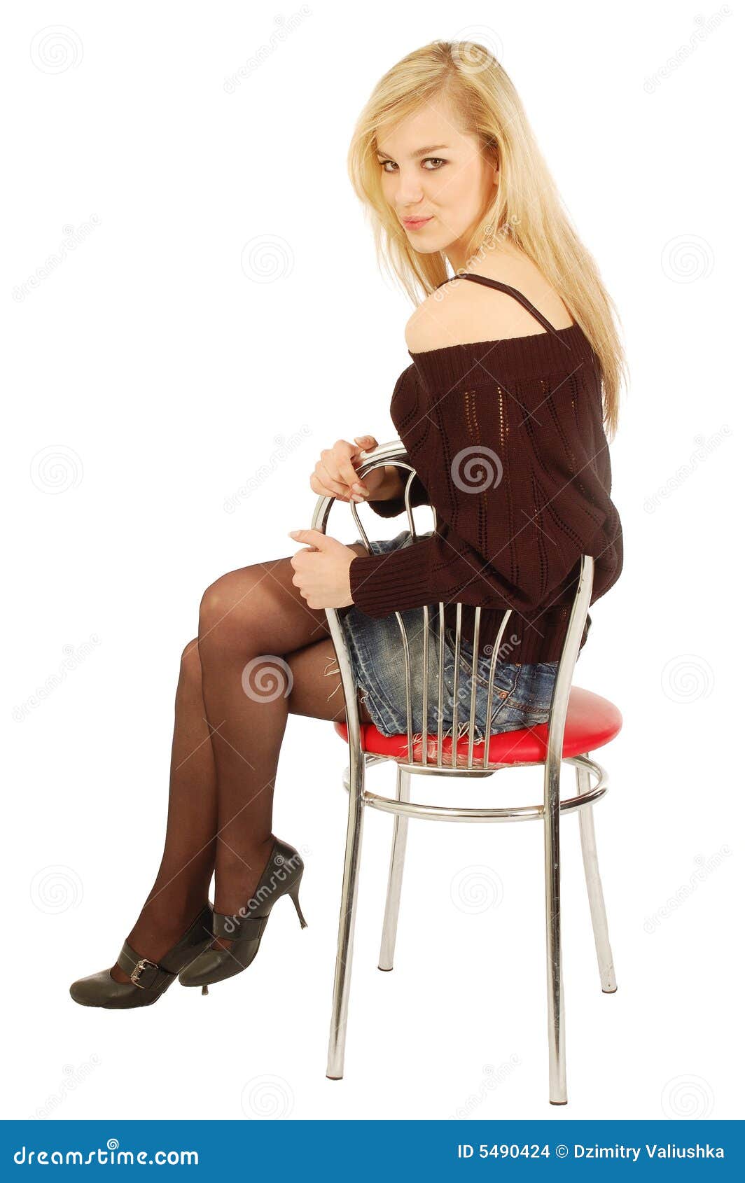 Beautiful Girl Sitting on a Chair Stock Photo - Image of white, person ...