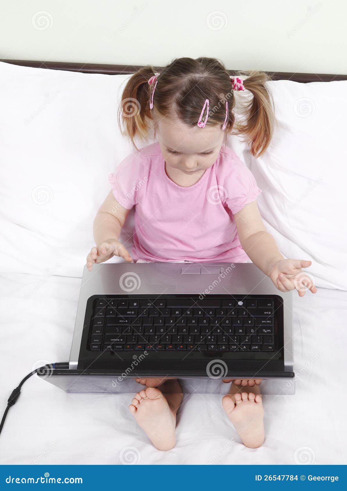 Beautiful Girl Sitting in Front of a Laptop Stock Photo - Image of ...