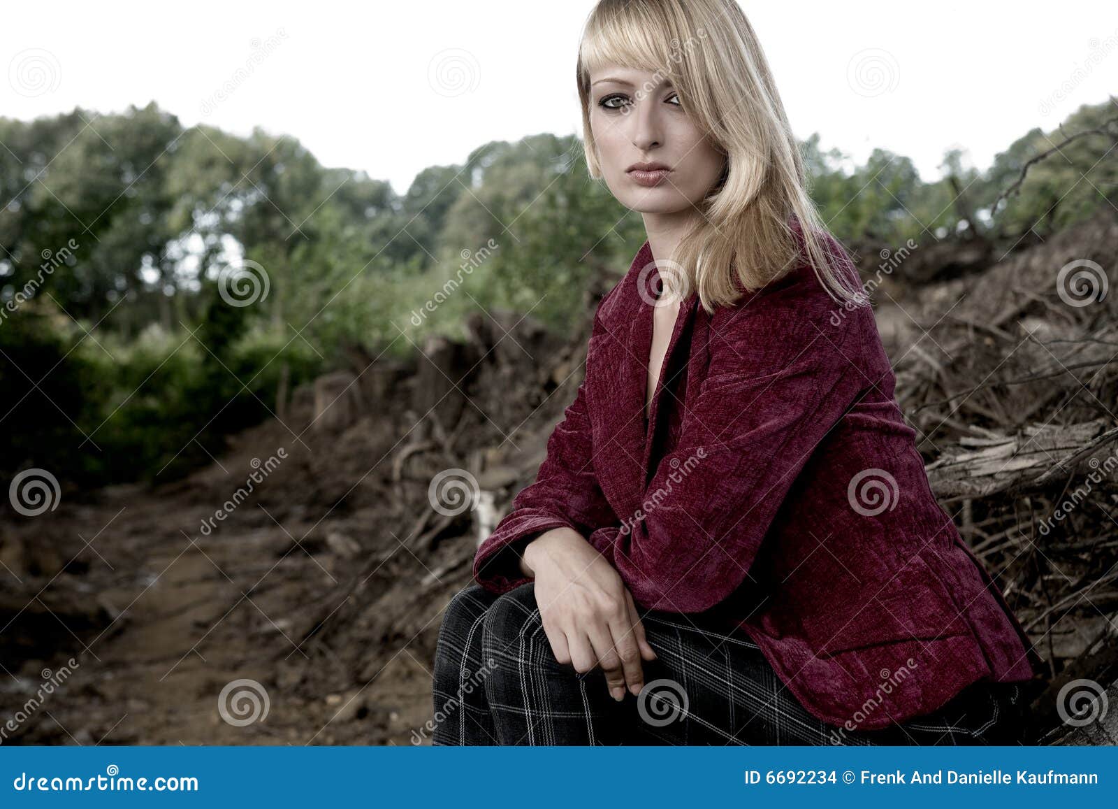 Beautiful Girl Sitting on the Ground Stock Photo - Image of portrait ...