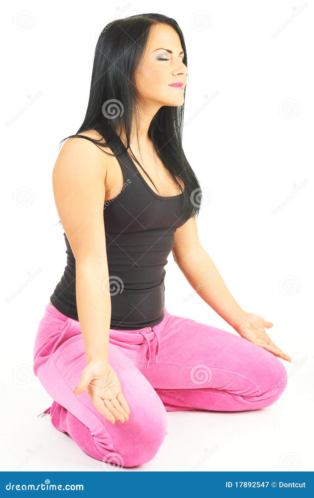 Beautiful Girl Sitting Isolated on White Stock Image - Image of healthy ...
