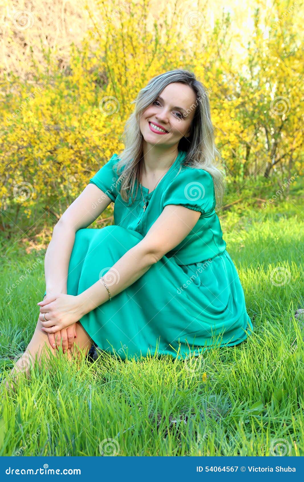 Beautiful Girl Sitting on the Lawn Stock Image - Image of grass, lawn ...