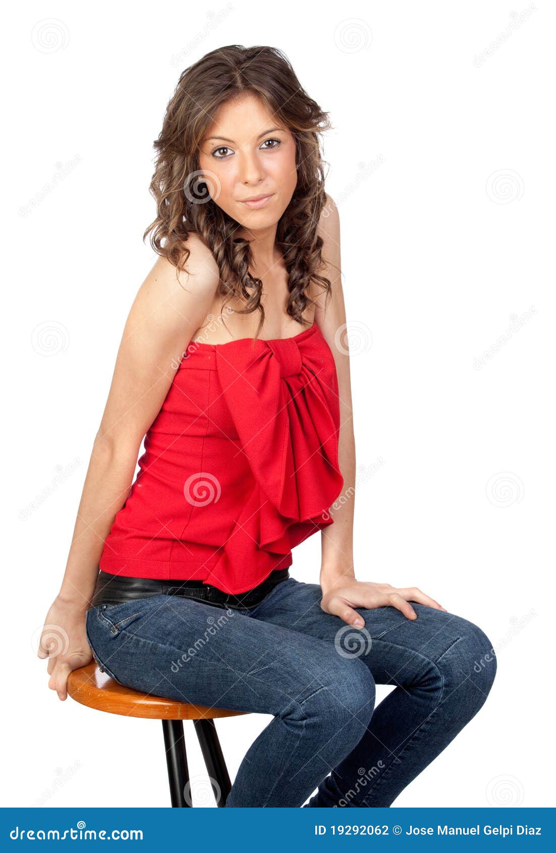 Beautiful Girl Sitting O A Stool Stock Photography - Image: 19292062