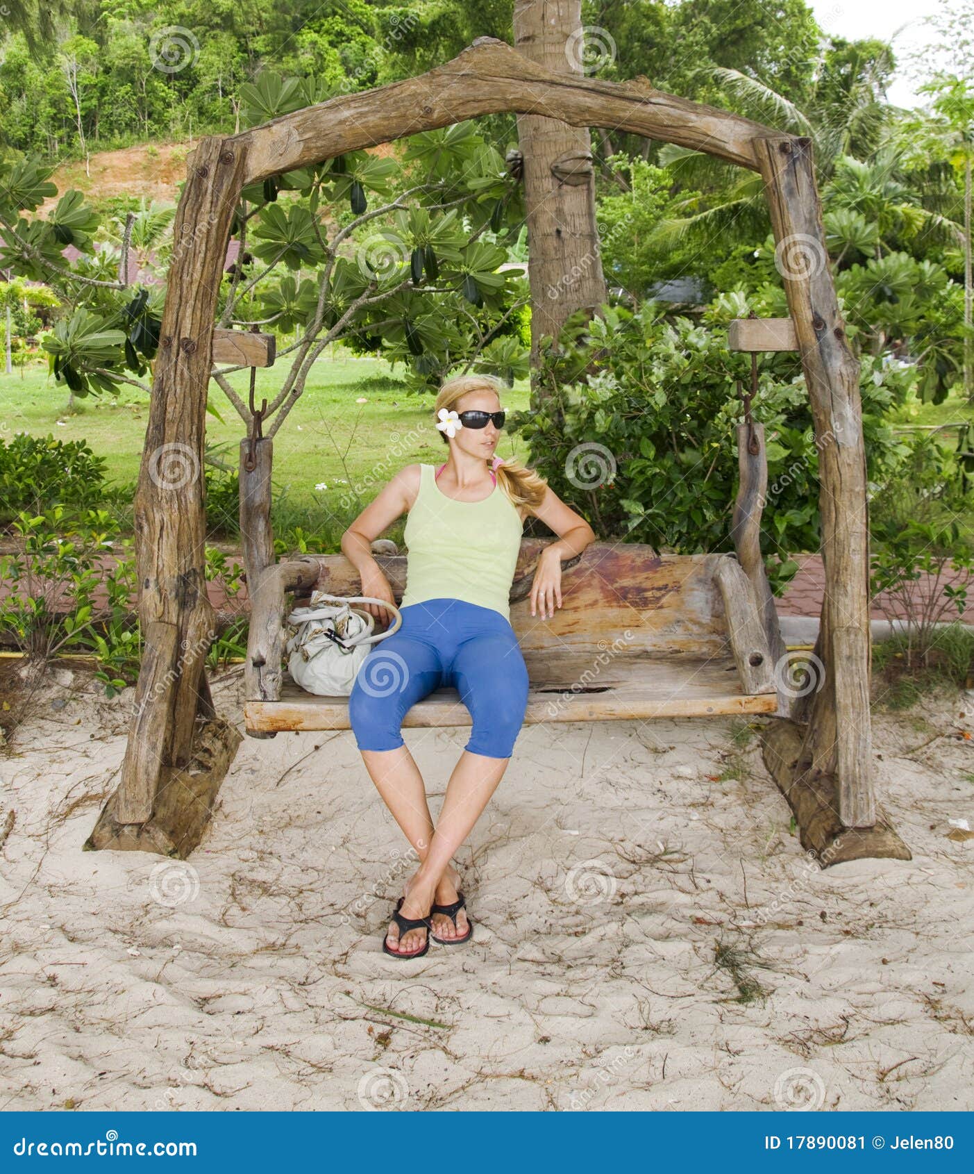 Beautiful Girl is Sitting on the Swing Stock Image - Image of likeable ...