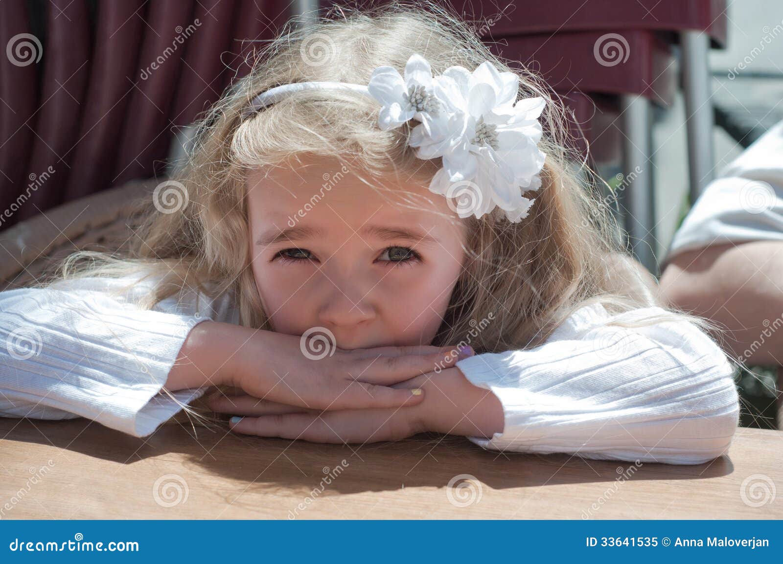 Beautiful Girl Sitting on the Table Stock Image - Image of female ...