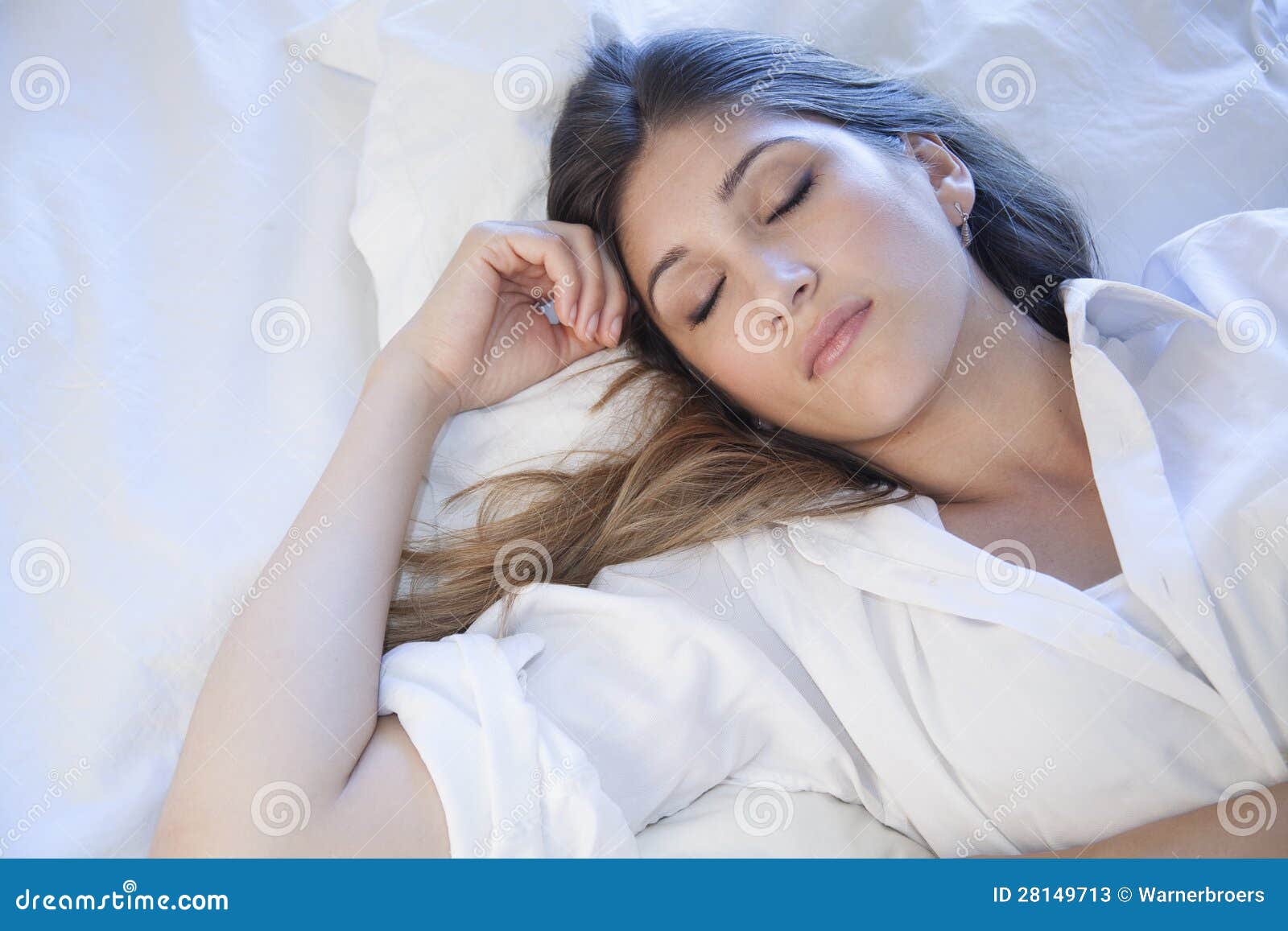 Beautiful Girl Sleeping in Bed Stock Image - Image of morning, white ...